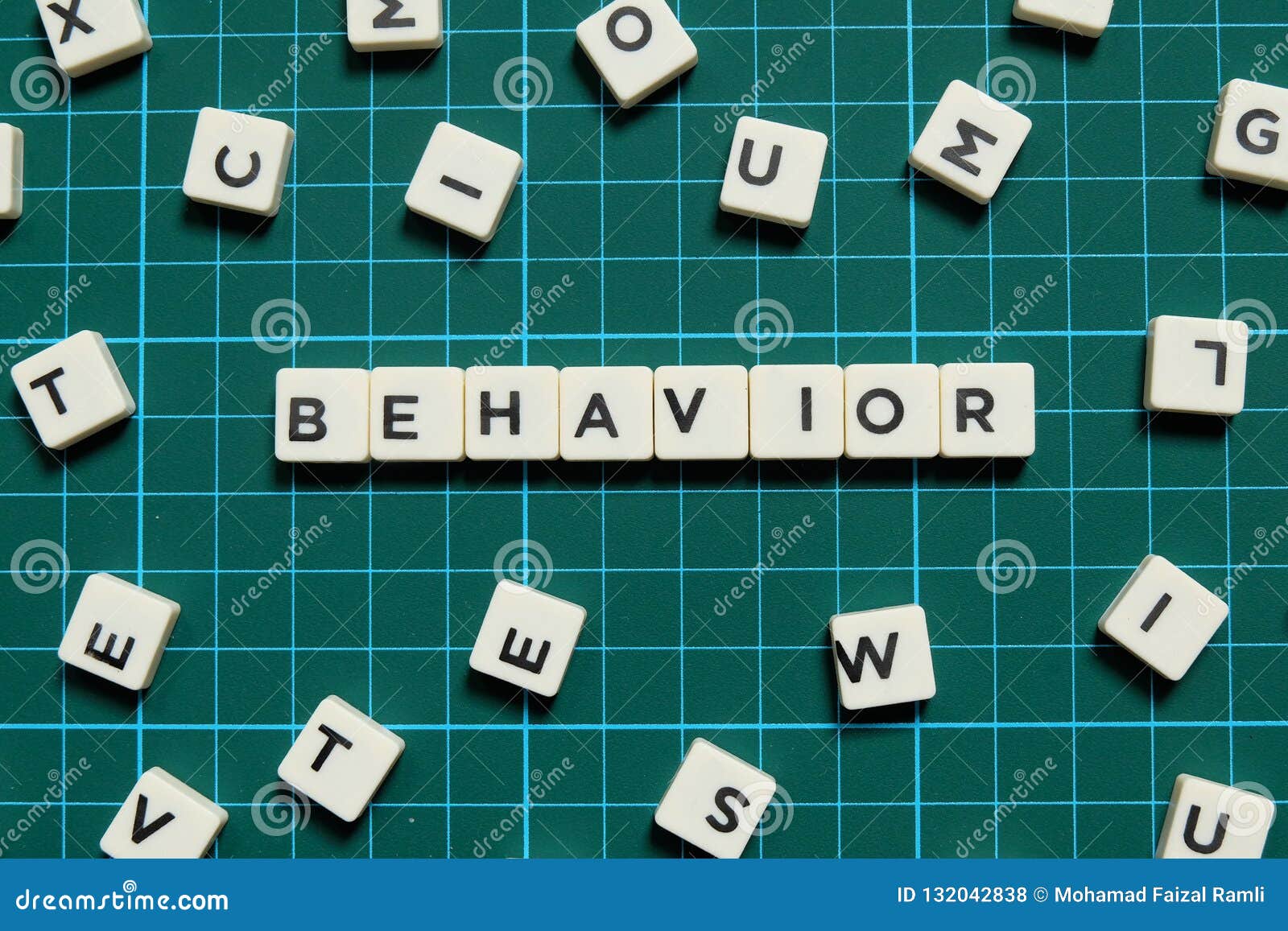 Behavior Word Made of Square Letter Word on Green Square Mat Background ... Behavior Word Made of Square Letter Word on Green Square Mat Background ...