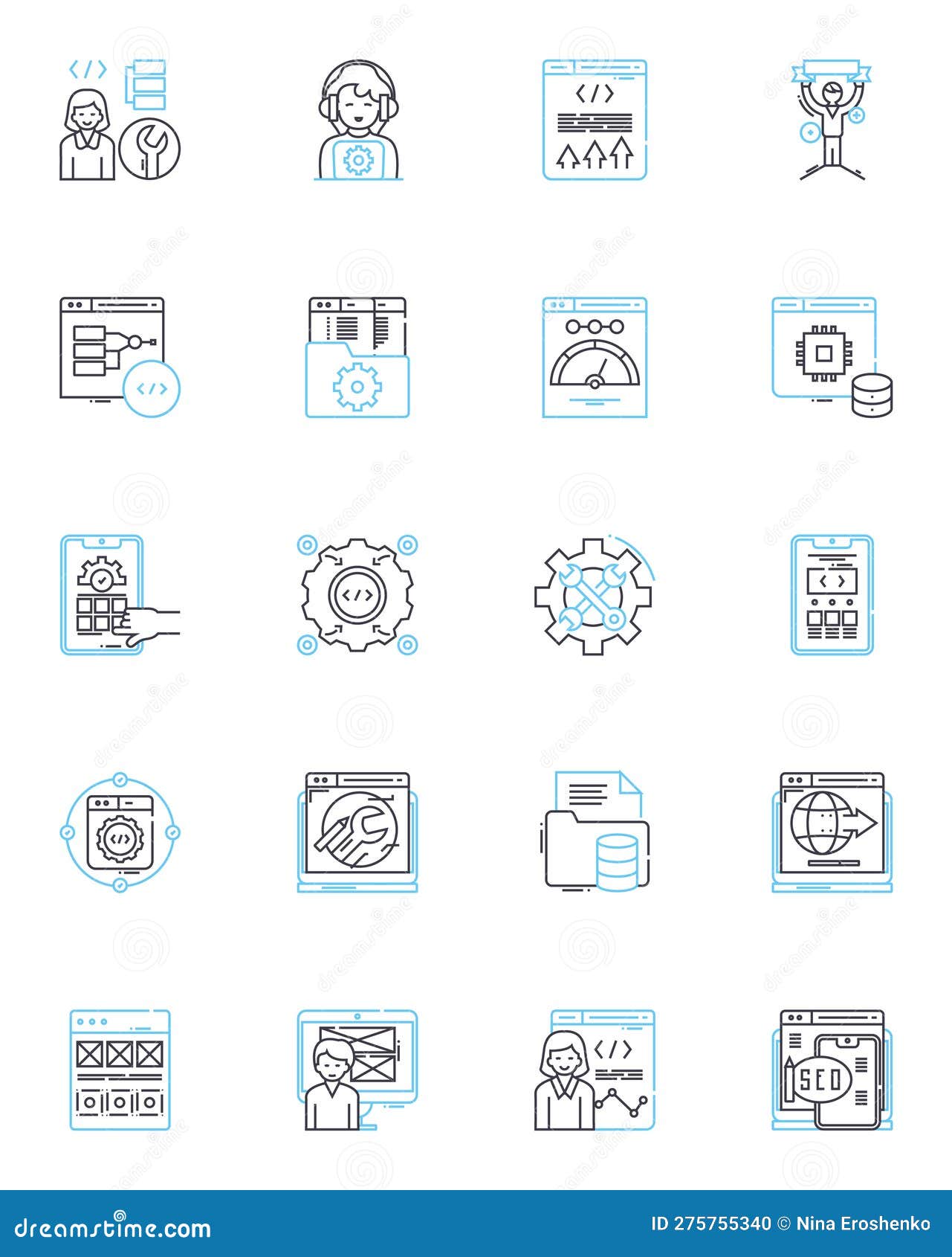 Behavioral Targeting Linear Icons Set. Personalization, Analytics ...