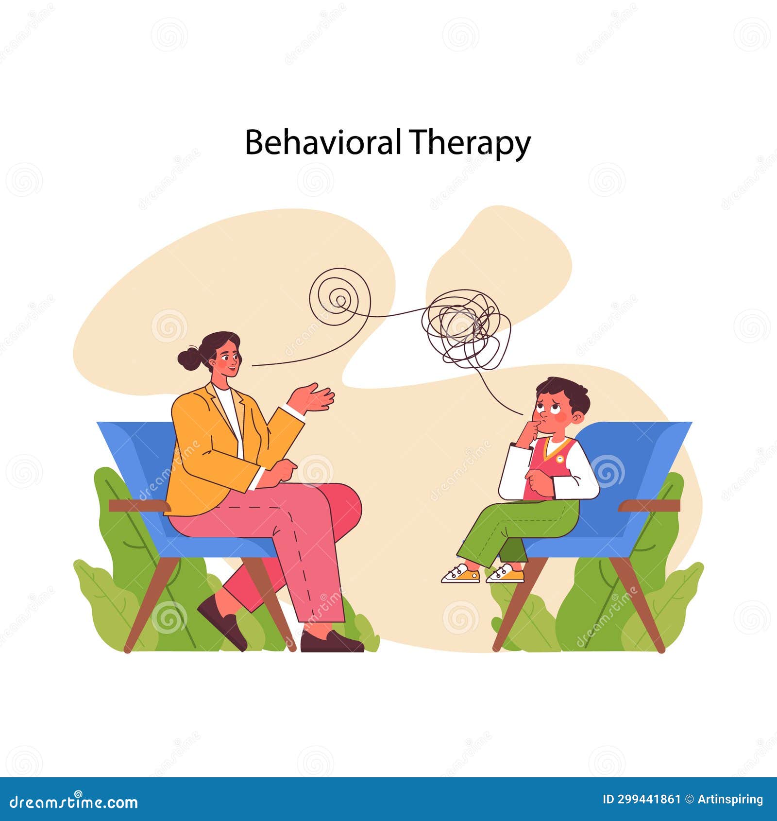 Behavioral Therapy Session in Progress. Flat Vector Illustration Stock ...
