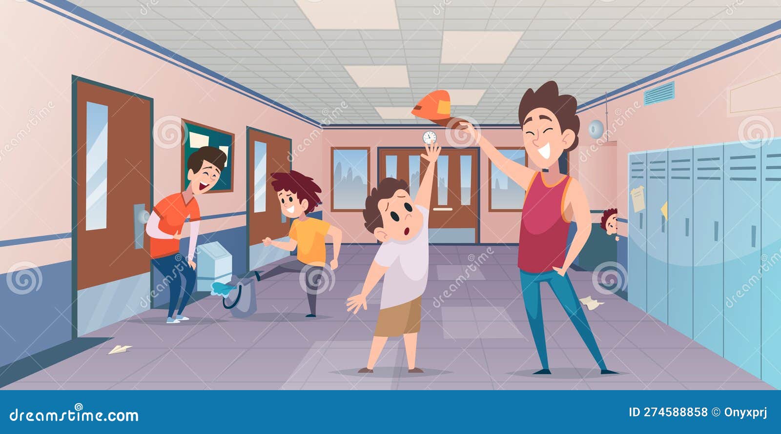 Behaviour Kids Background. Cartoon Flat Illustrations With Different ...