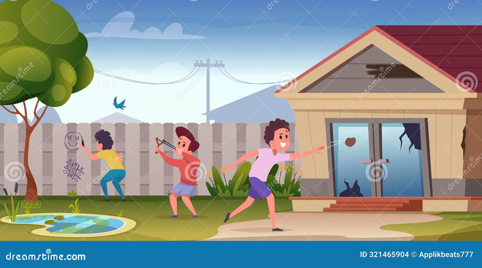 Behaviour Kids Background. Cartoon Flat Illustrations With Different ...