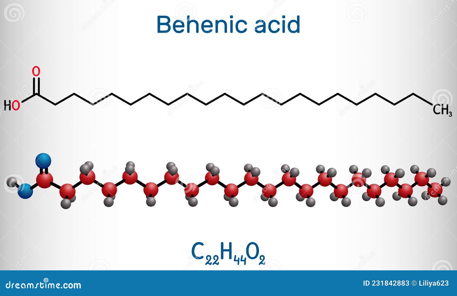 Behenic Acid, Molecule. it is Docosanoic Acid, Straight-chain, Long ...