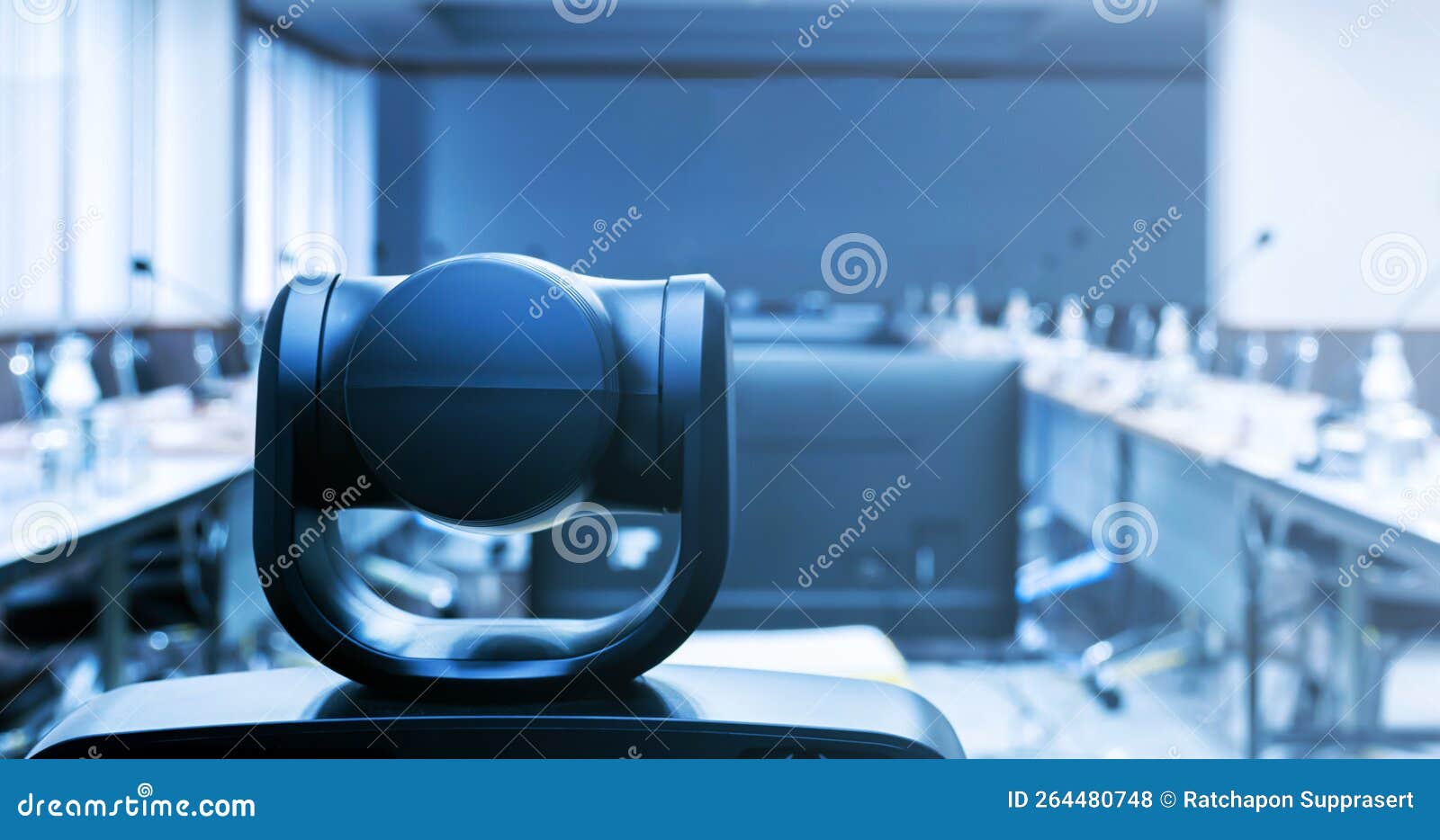 Behind Camera Video Conferencing in Meeting Room Stock Photo - Image of ...