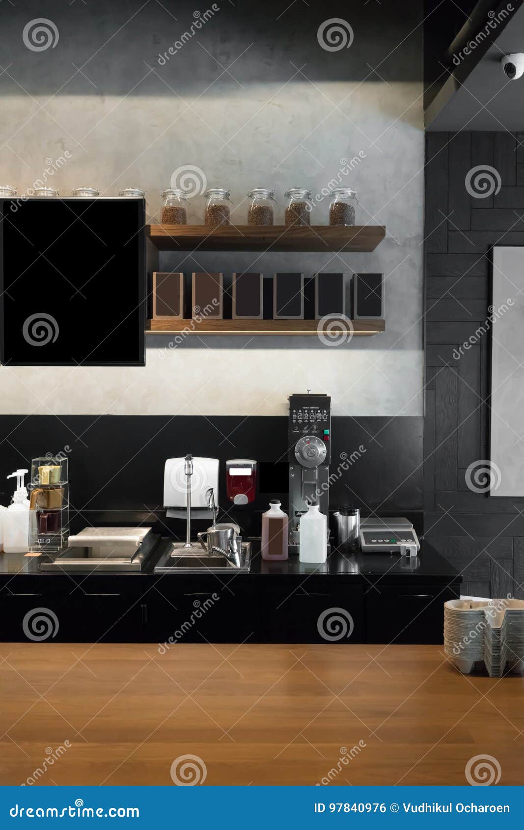Behind the coffee bar stock photo. Image of desk, food - 97840976
