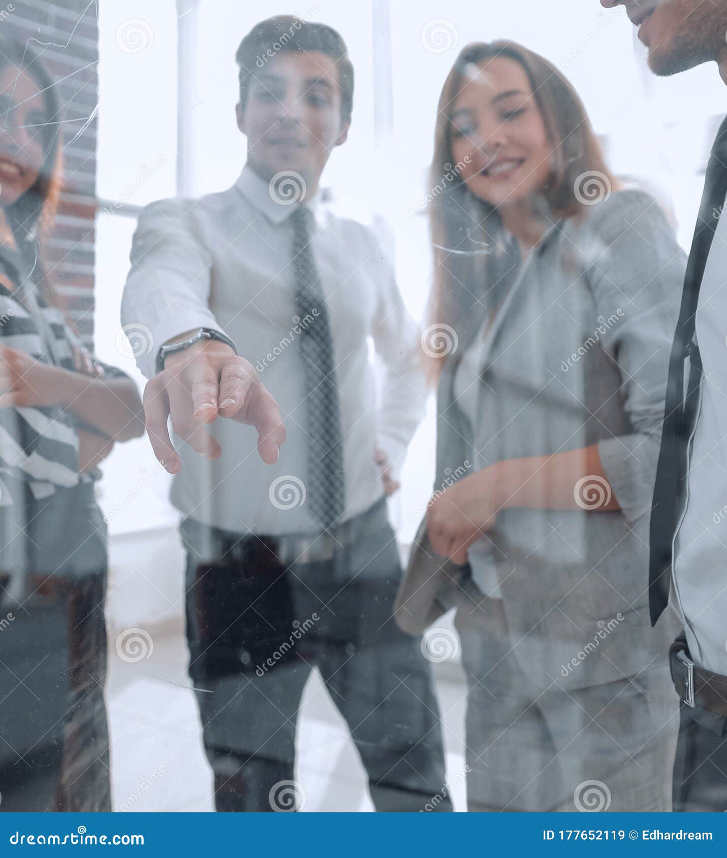 From Behind the Glass.business Team in the Officce Stock Image - Image ...