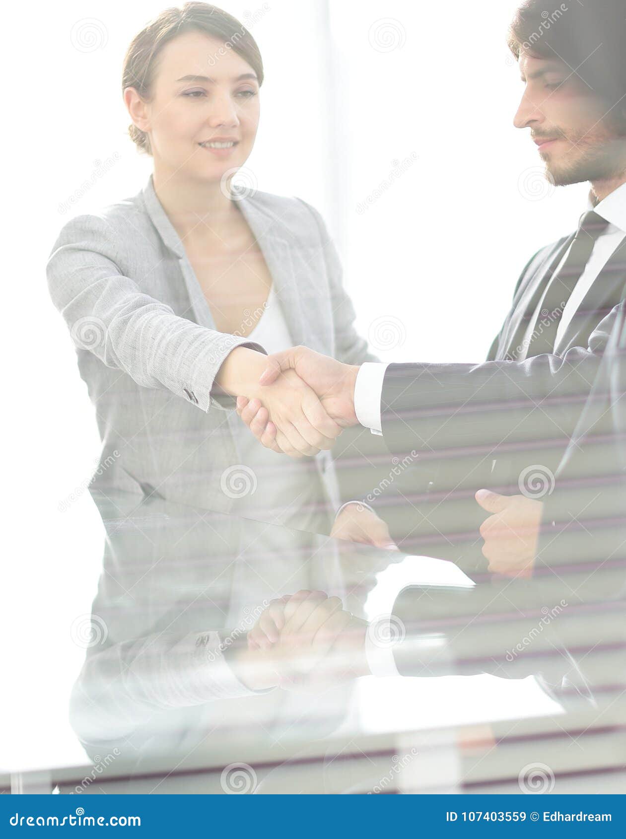 From Behind the Glass.handshake Business People Stock Image - Image of ...