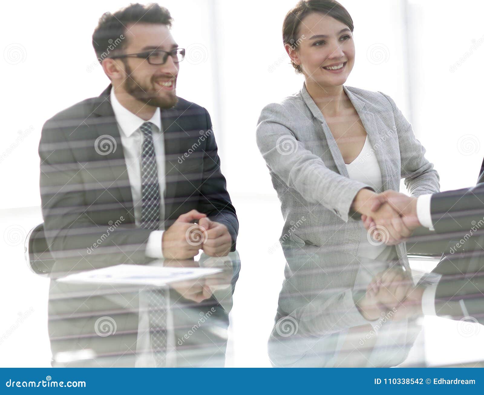 From Behind the Glass.handshake Business People Stock Photo - Image of ...