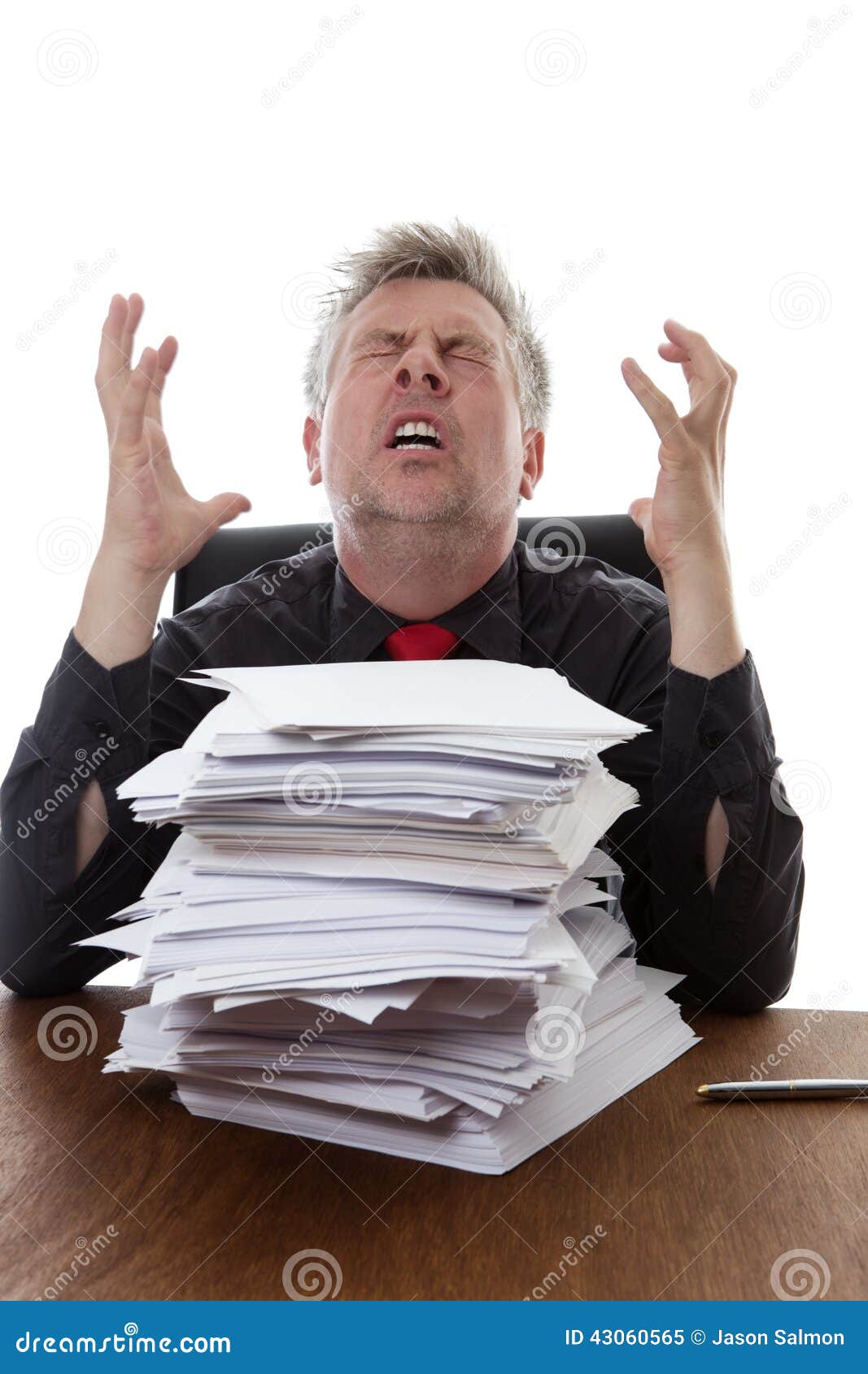 Behind on his work stock image. Image of stack, paperwork - 43060565