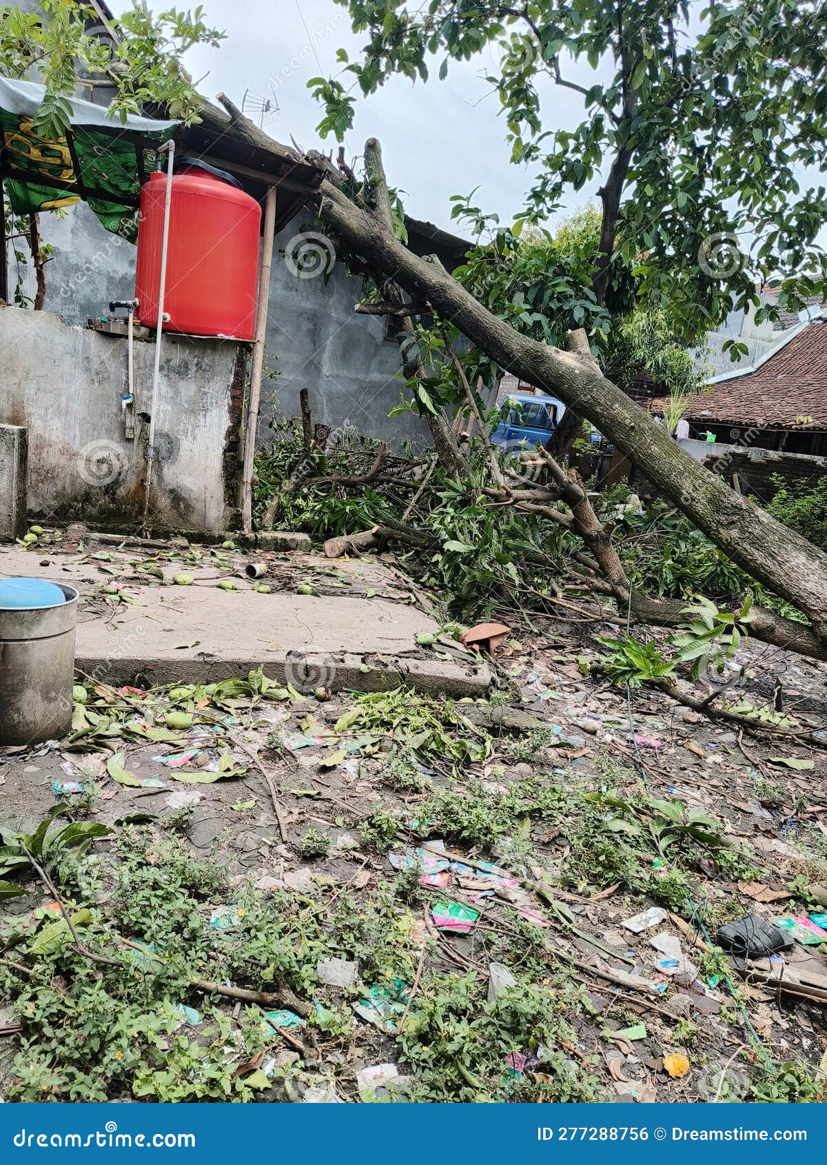 Behind the House Hit by a Storm Stock Photo - Image of house, househit ...