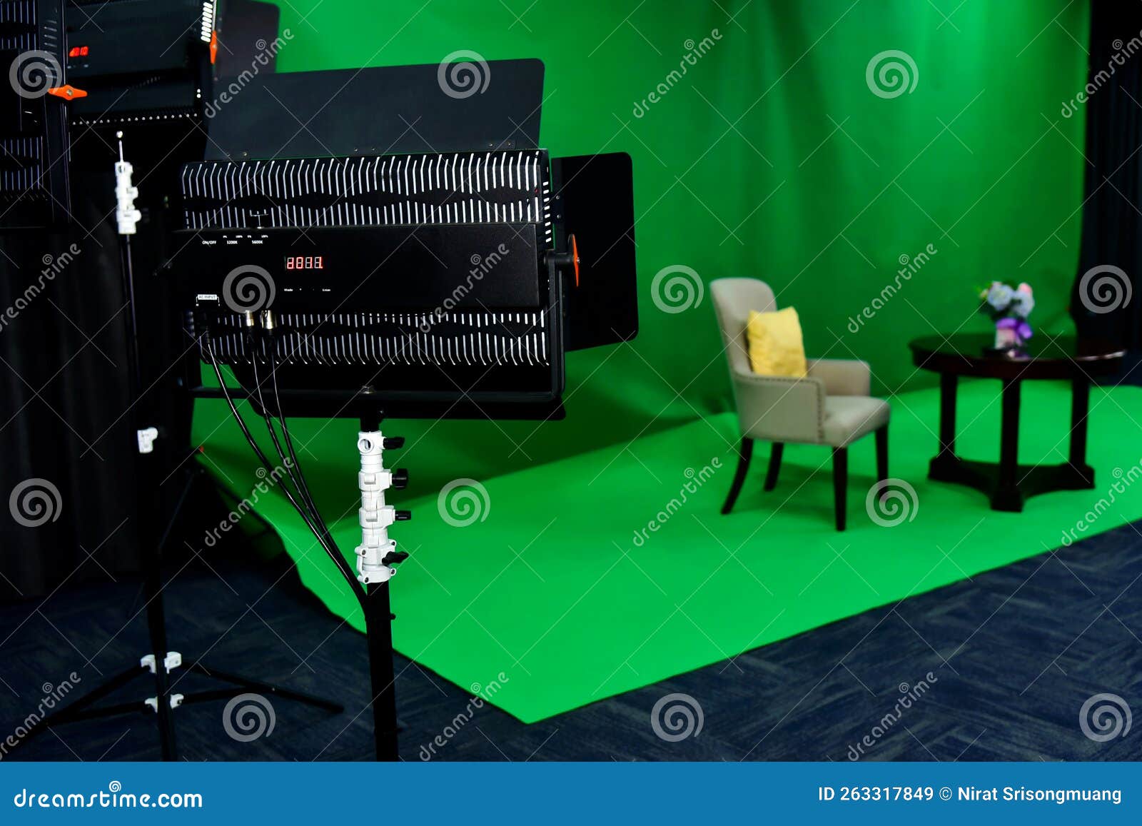 Behind the Light Panel in the Recording Studio Room with a Virtual ...