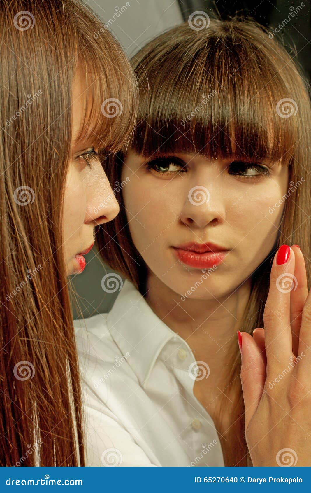 Behind the Mirror stock photo. Image of positive, lovely - 65270640