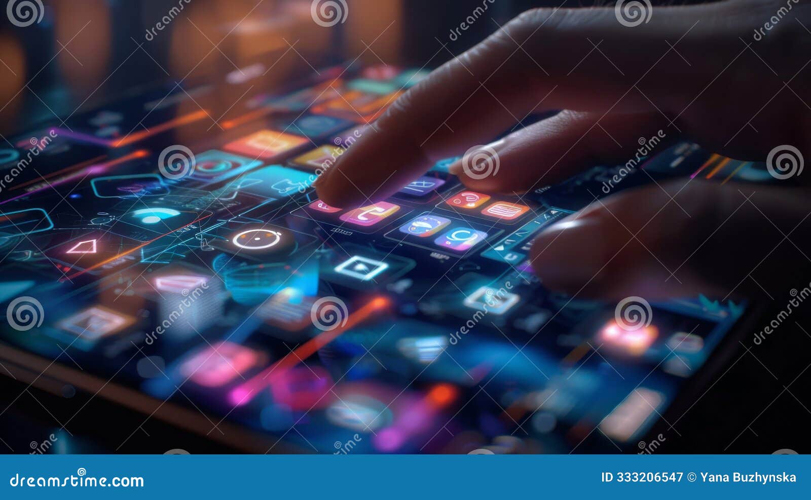 From Behind the Phone, Hands are Gripping it, with the Screen ...