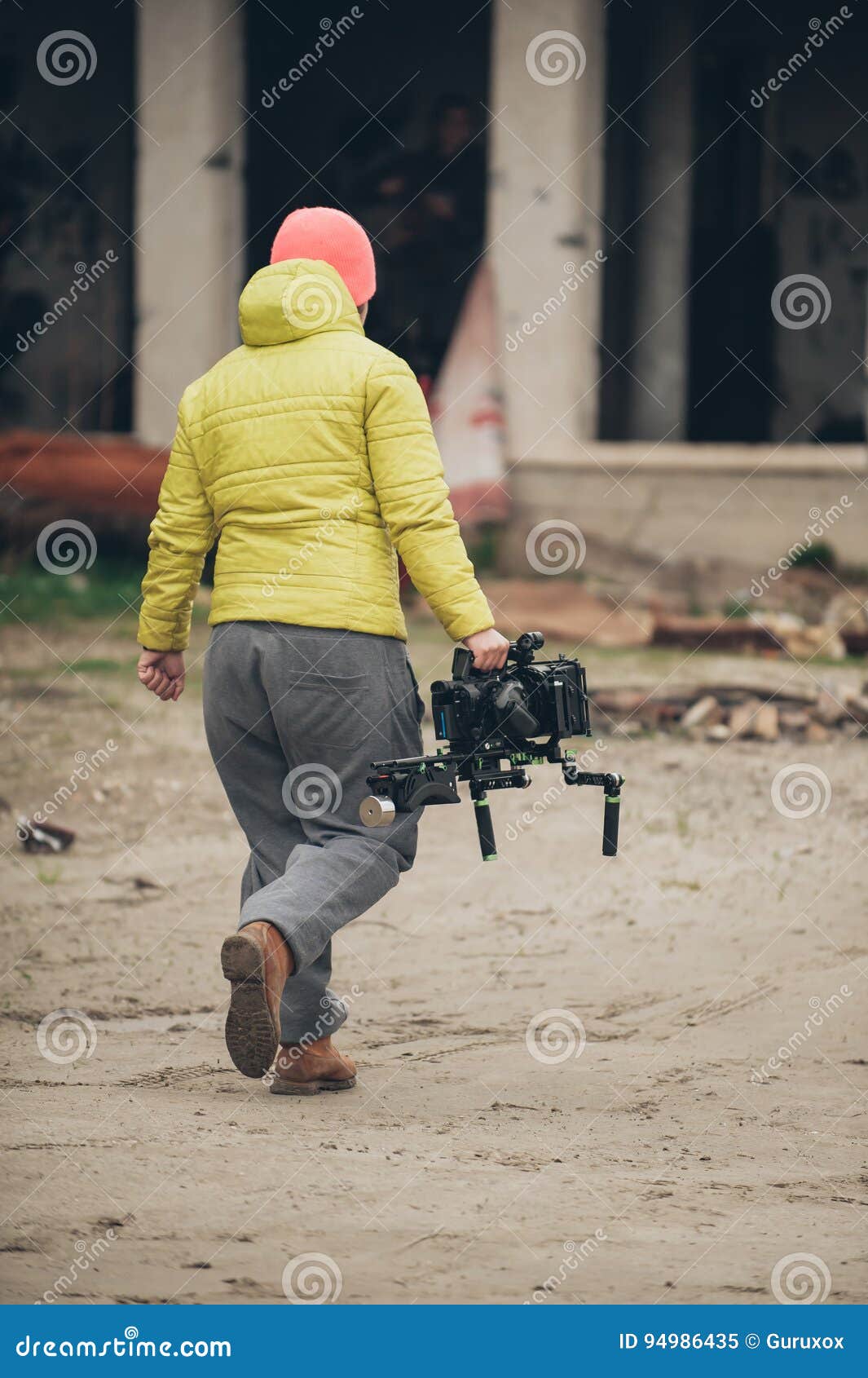 Behind the Scene. Cameraman with His Camera Stock Image - Image of ...