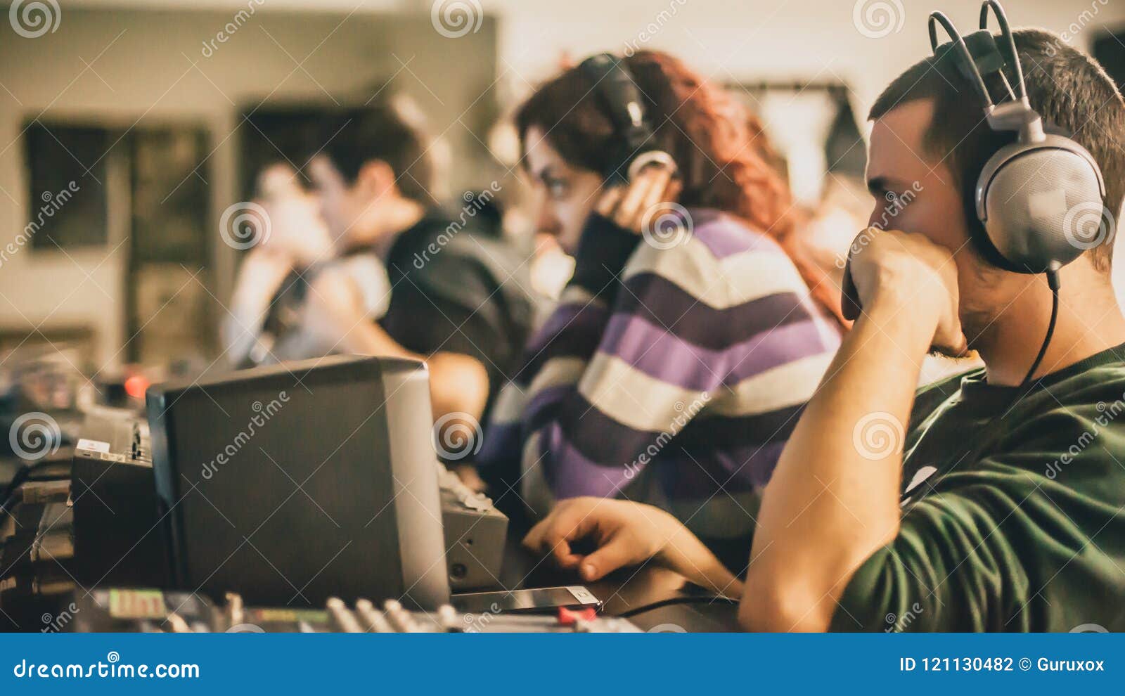 Behind the Scene. Film Crew in Studio for Film Montage Stock Photo ...