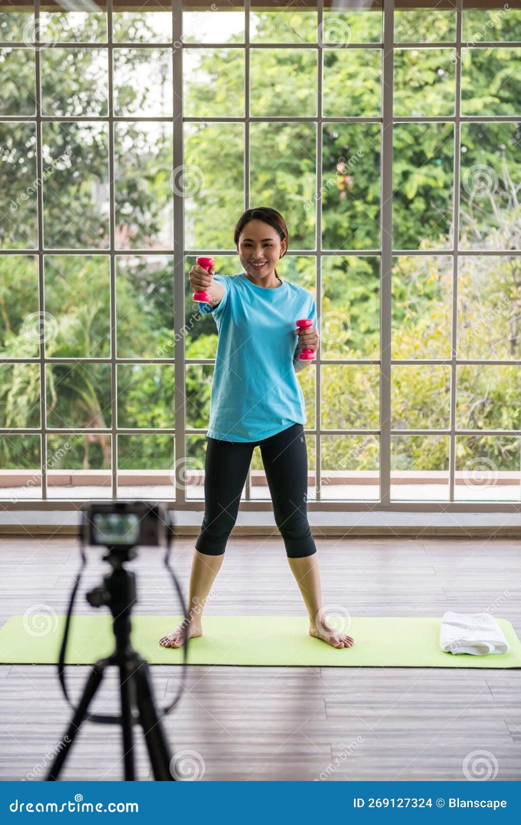 Behind the Scene by Record Dumbbell Exercise of Sport Tutorial Stock ...