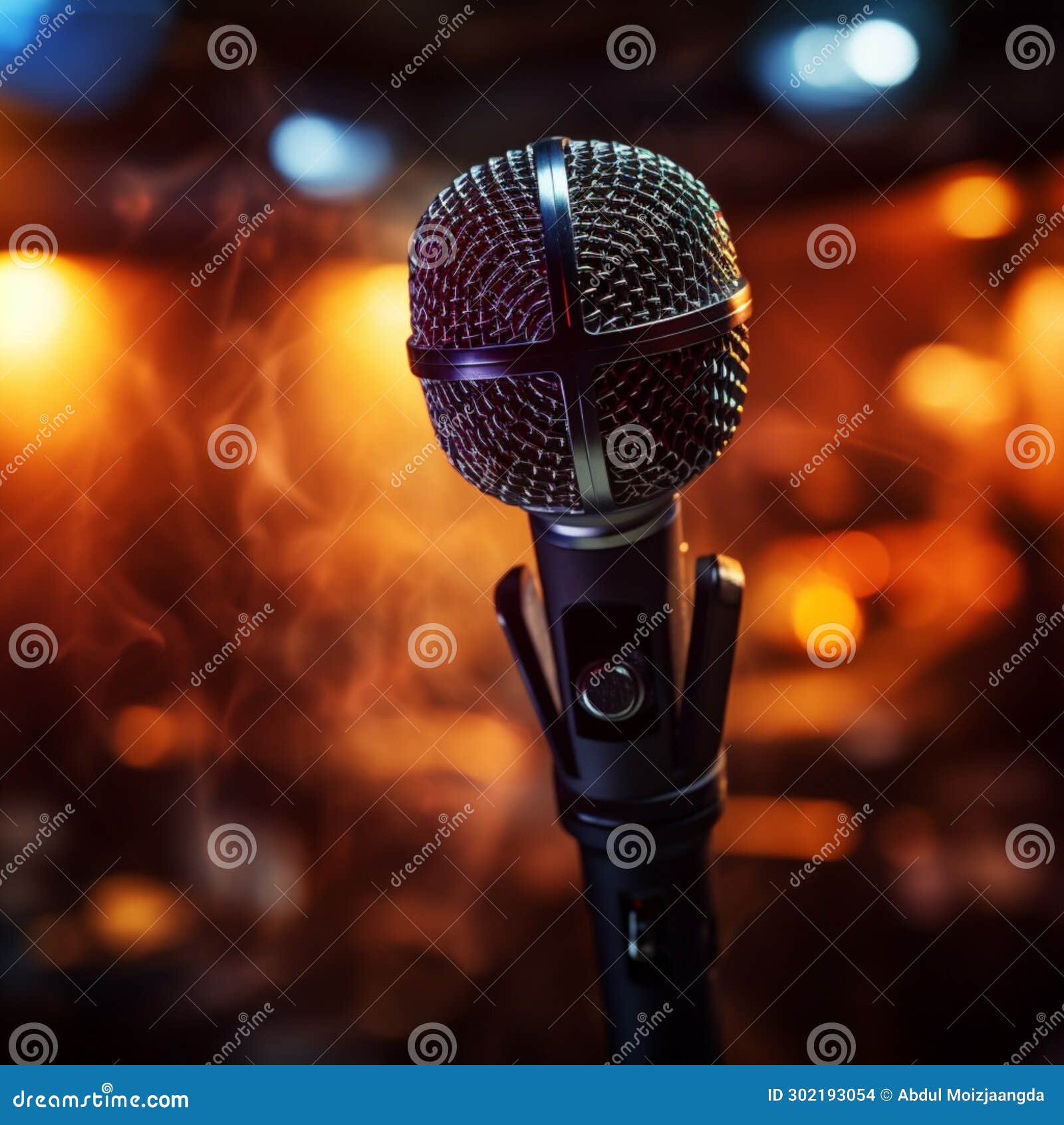 Behind the Scenes Microphone Close Up, Stage Lights Add a Musical ...