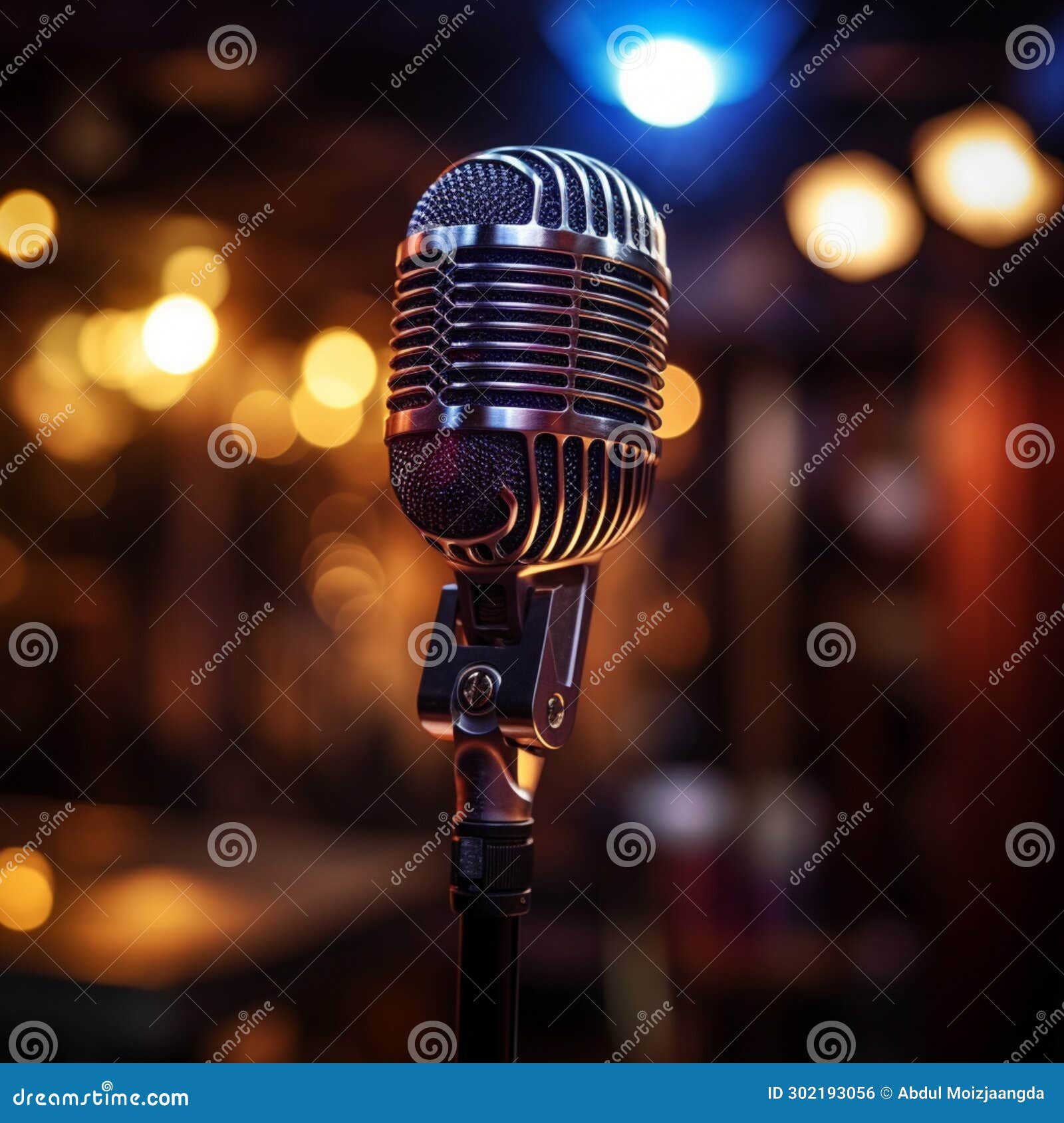 Behind the Scenes Microphone Close Up, Stage Lights Add a Musical ...