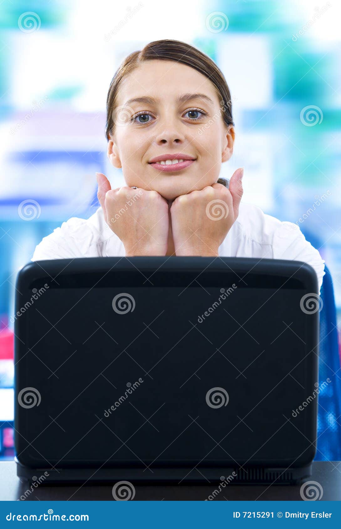 Behind the screen stock image. Image of girl, corporate - 7215291