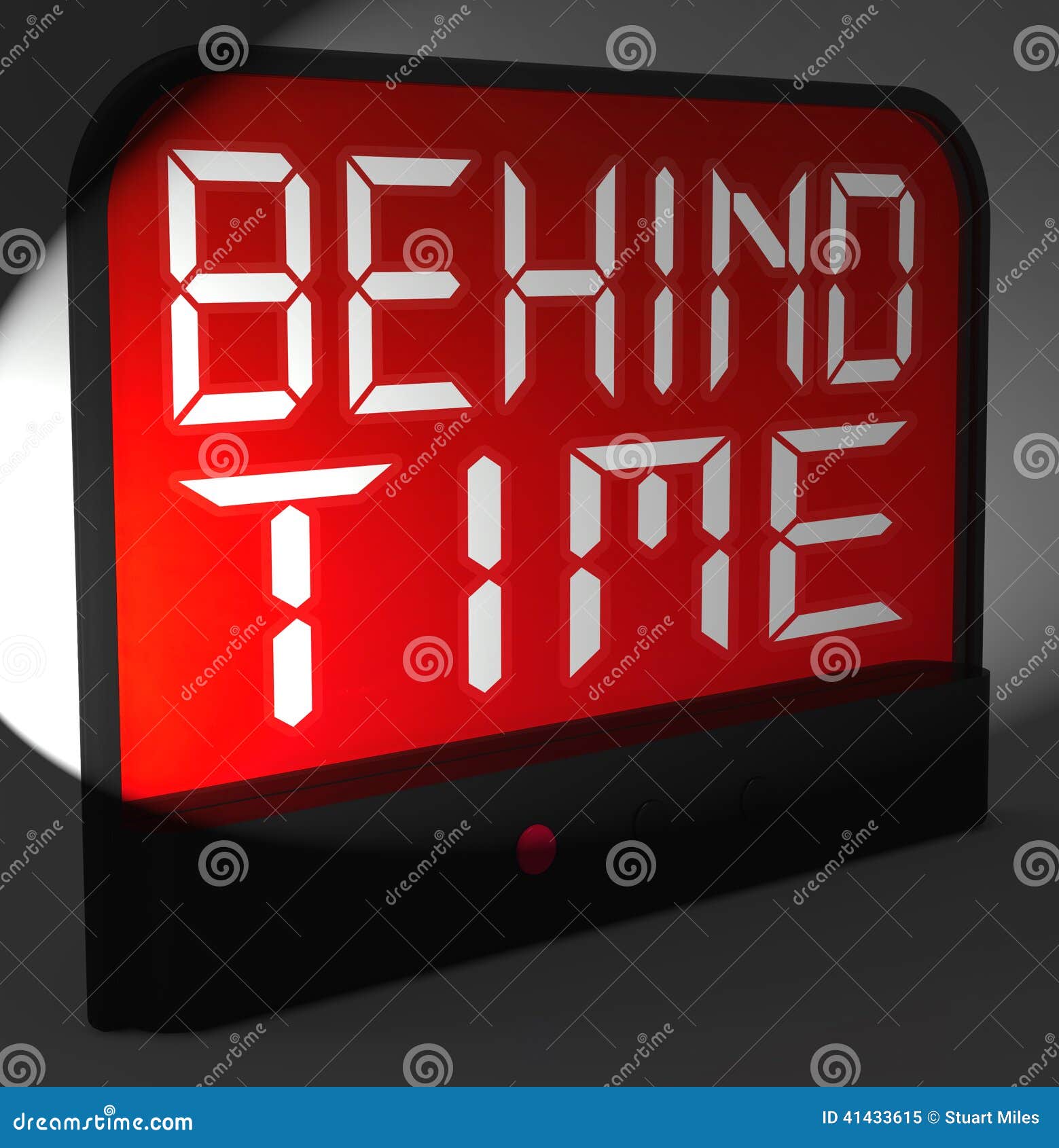 Behind Time Digital Clock Shows Running Late or Overdue Stock ...