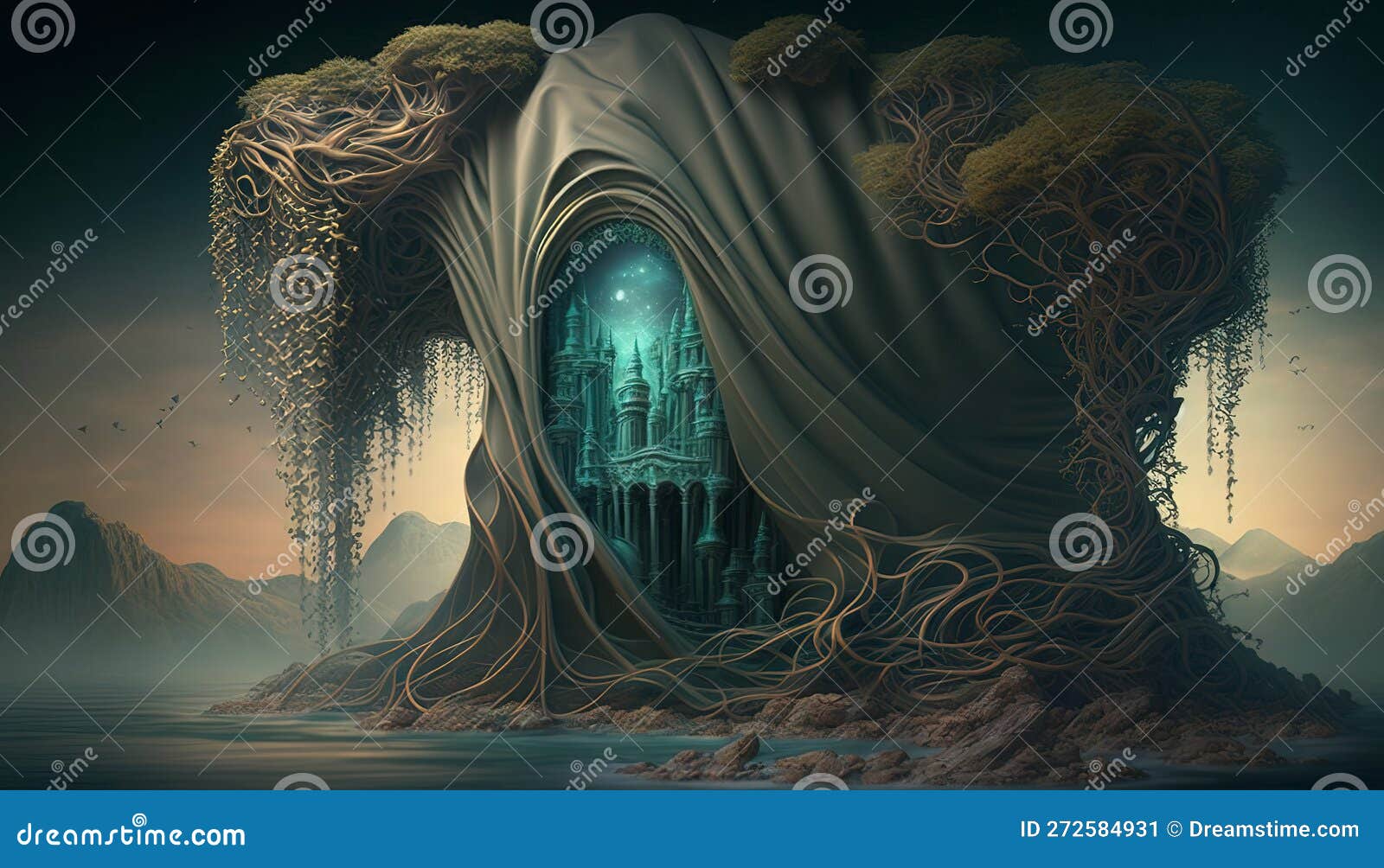Behind the Veil. Surreal Mystical Fantasy Artwork Stock Illustration ...