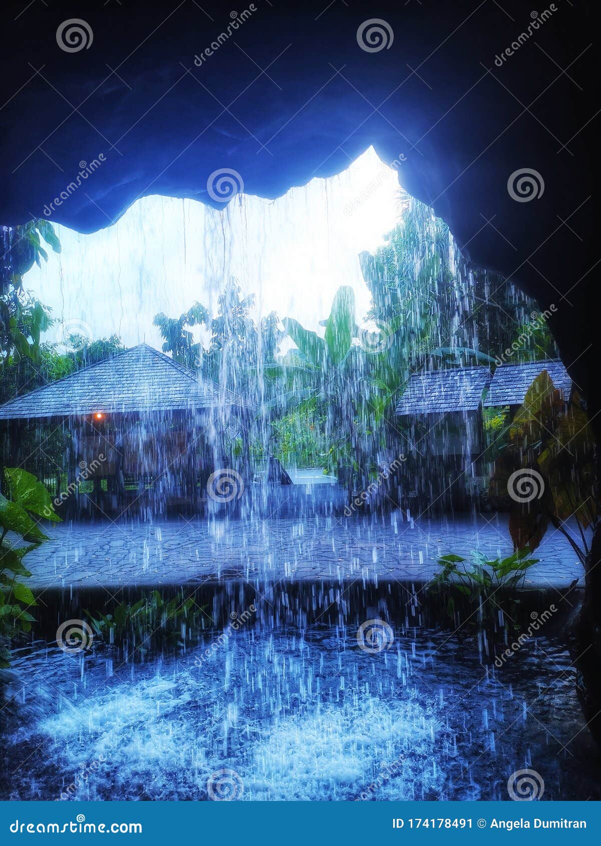 Behind the waterfall stock image. Image of waterfall - 174178491