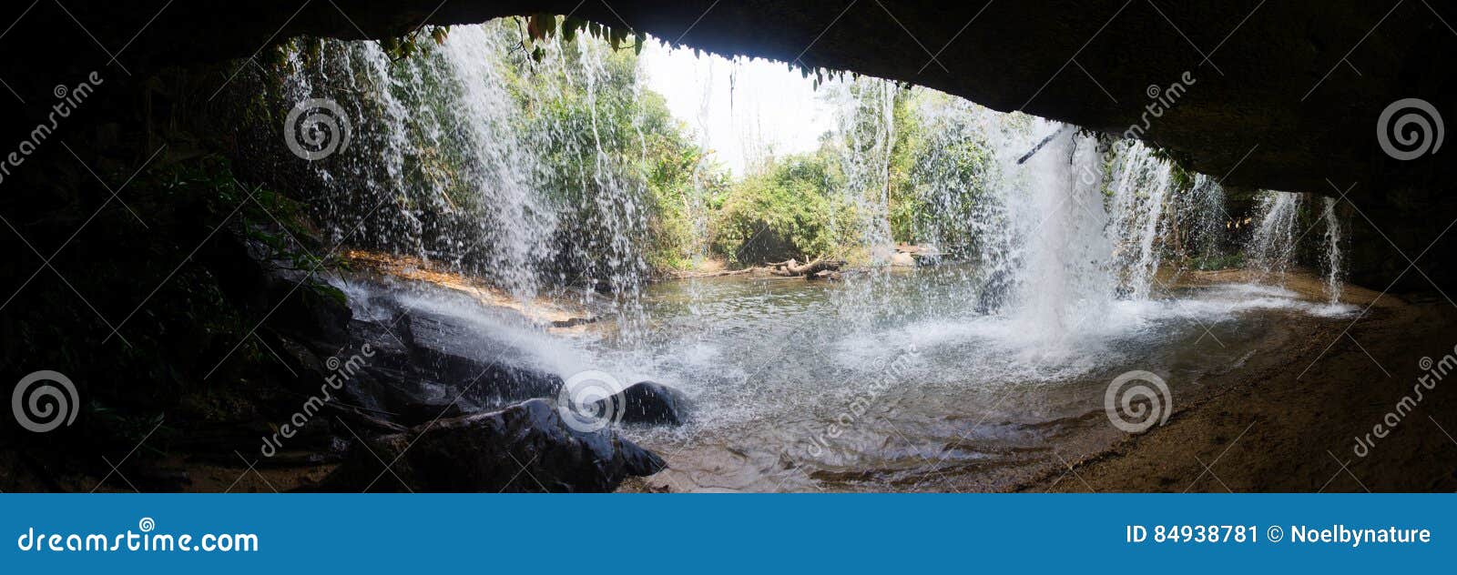 Behind the waterfall stock image. Image of hiking, cave - 84938781