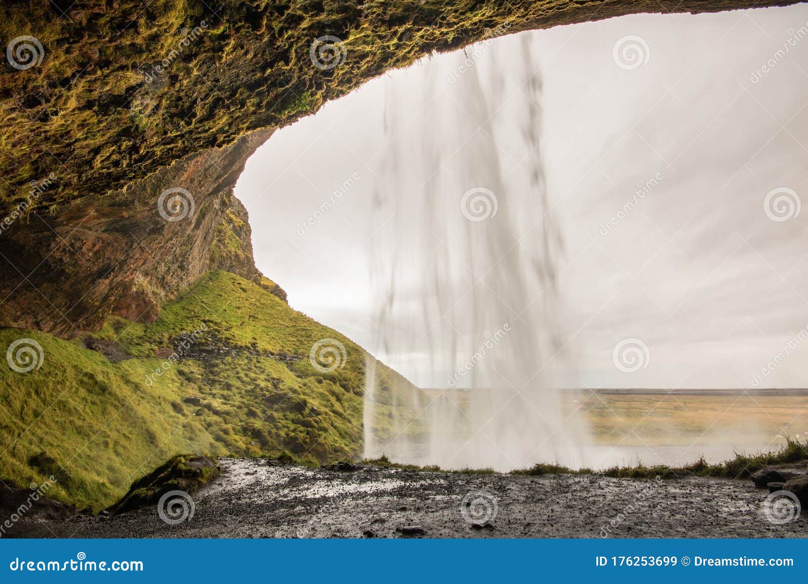 Behind the waterfall stock image. Image of cave, hidden - 176253699