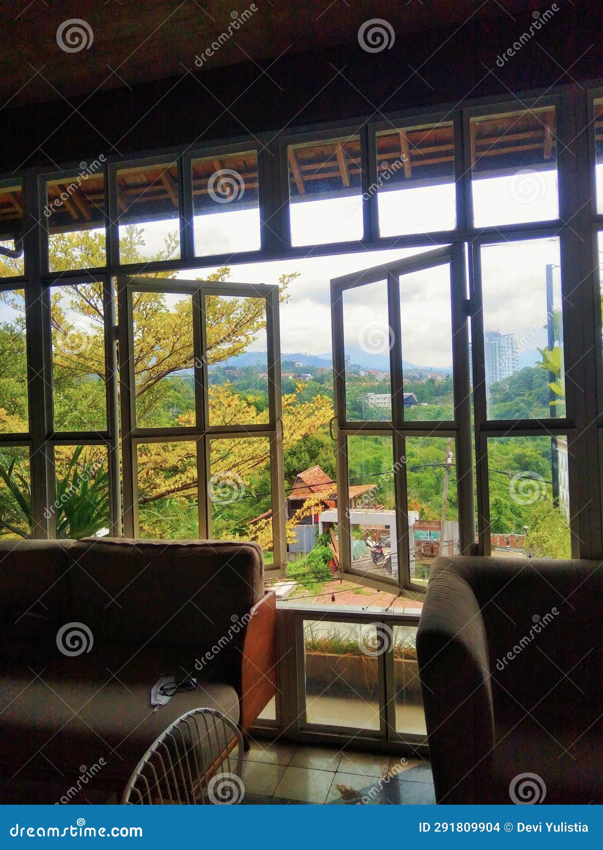 Behind the Window, the View is Very Beautiful Stock Photo - Image of ...