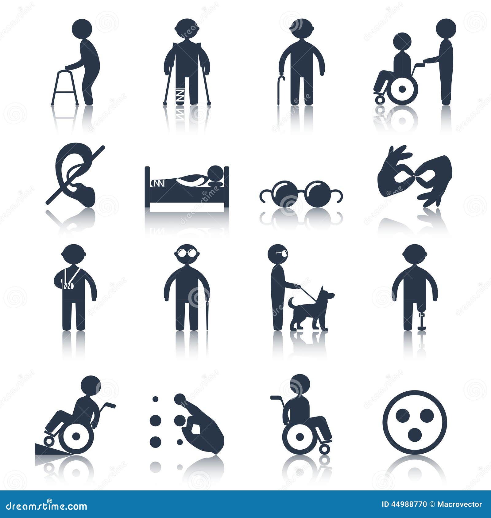 Behinderte Ikonen Schwarz Eingestellt Vektor Abbildung - Illustration ...