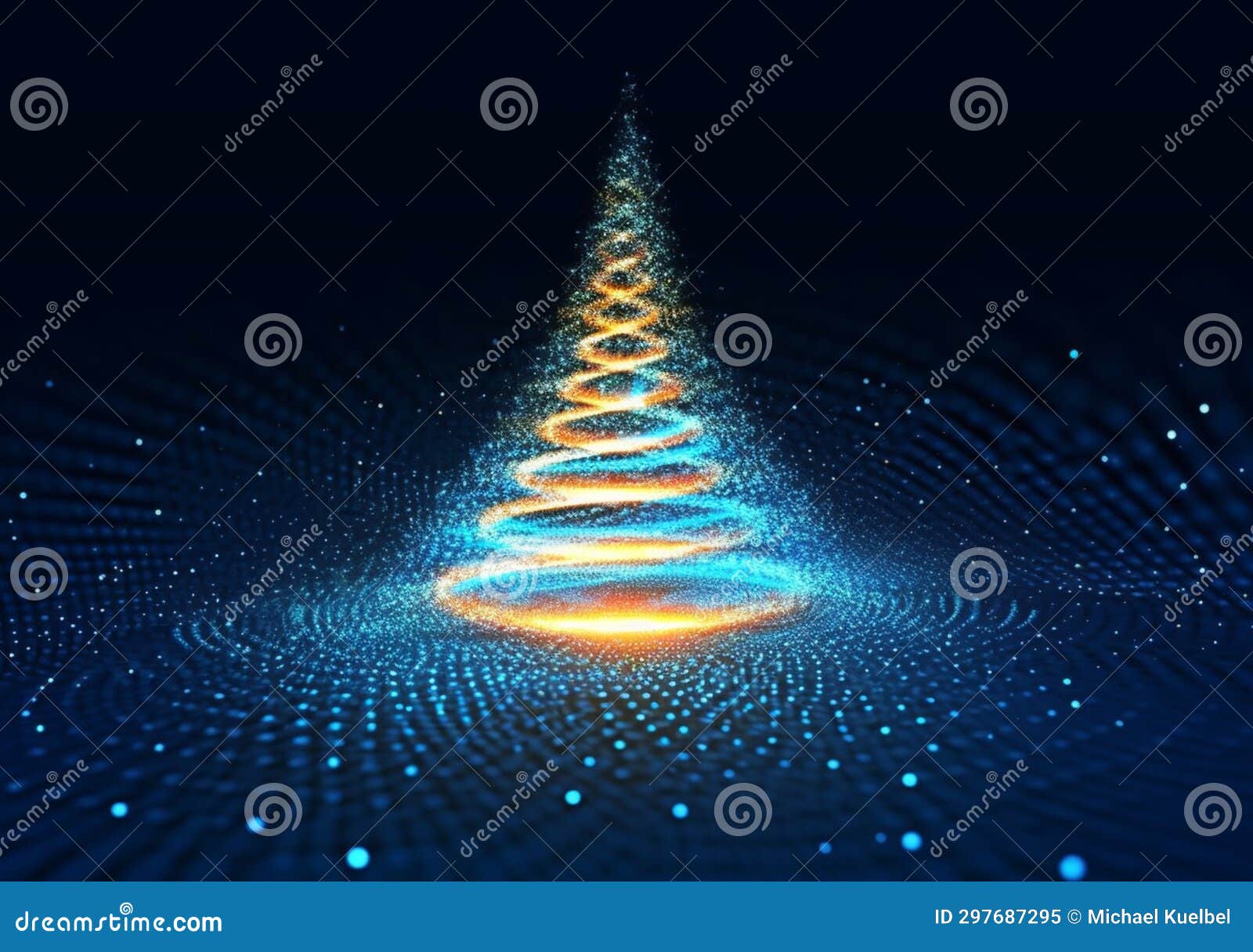 Ethereal Elegance Christmas Tree on Blue Stock Illustration ...