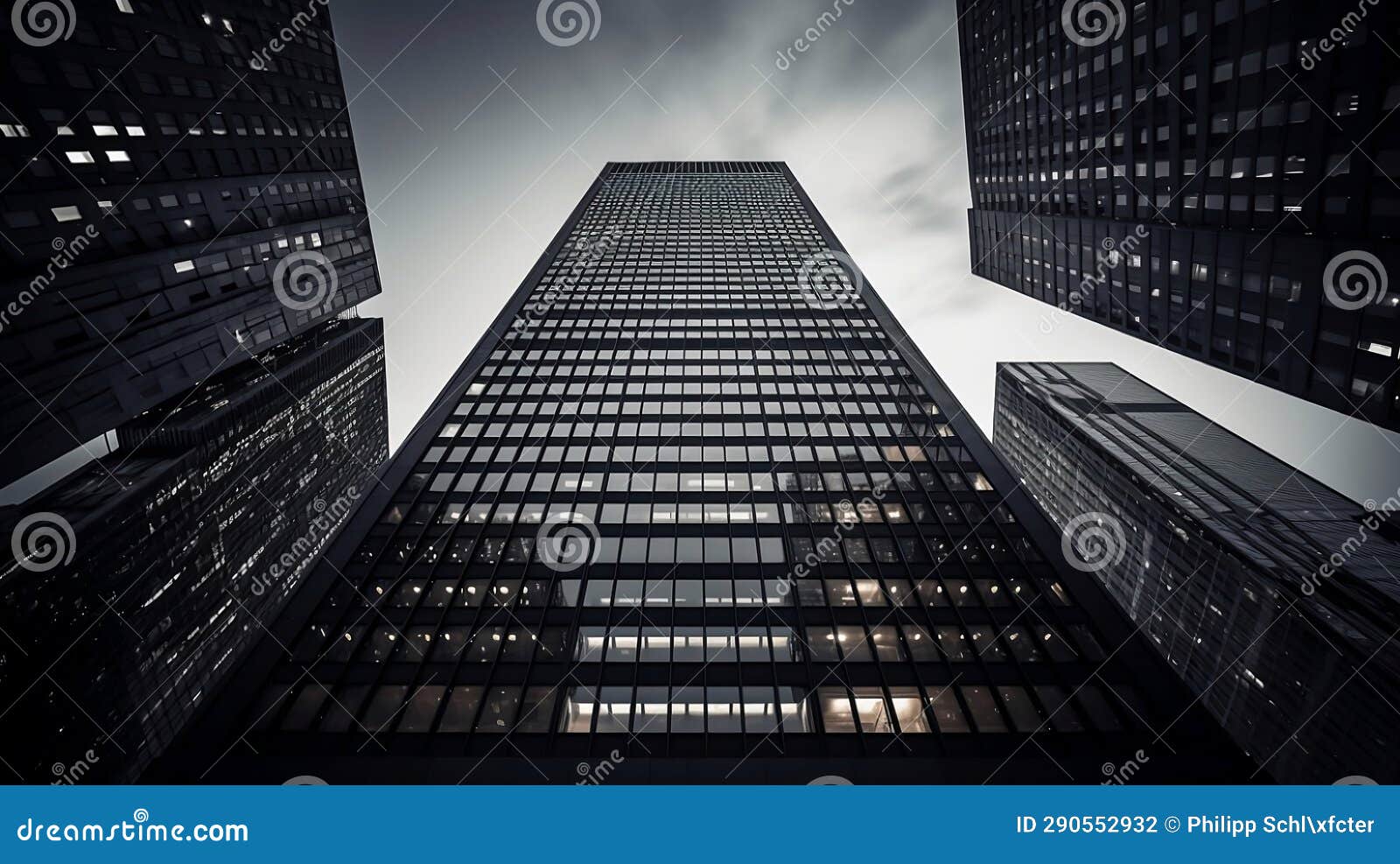 Striking Black and White Low-Angle View of Modern Skyscraper Capturing ...