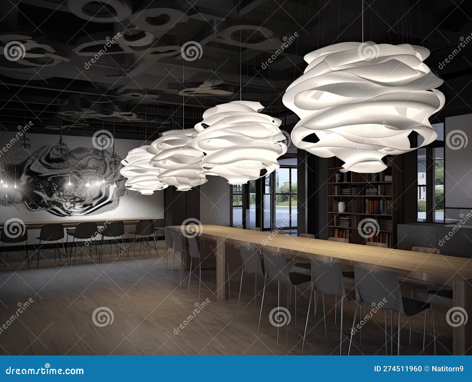 Atmospheric Kinetic Pendant Lamp Installation (AI Generated) Stock ...