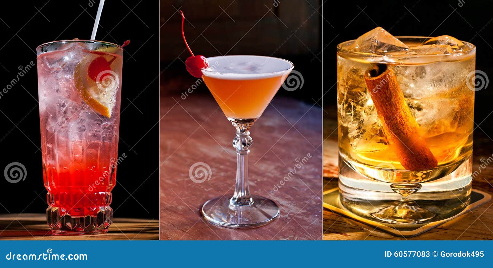 3 bei cocktail classici immagine stock. Immagine di bevande - 60577083