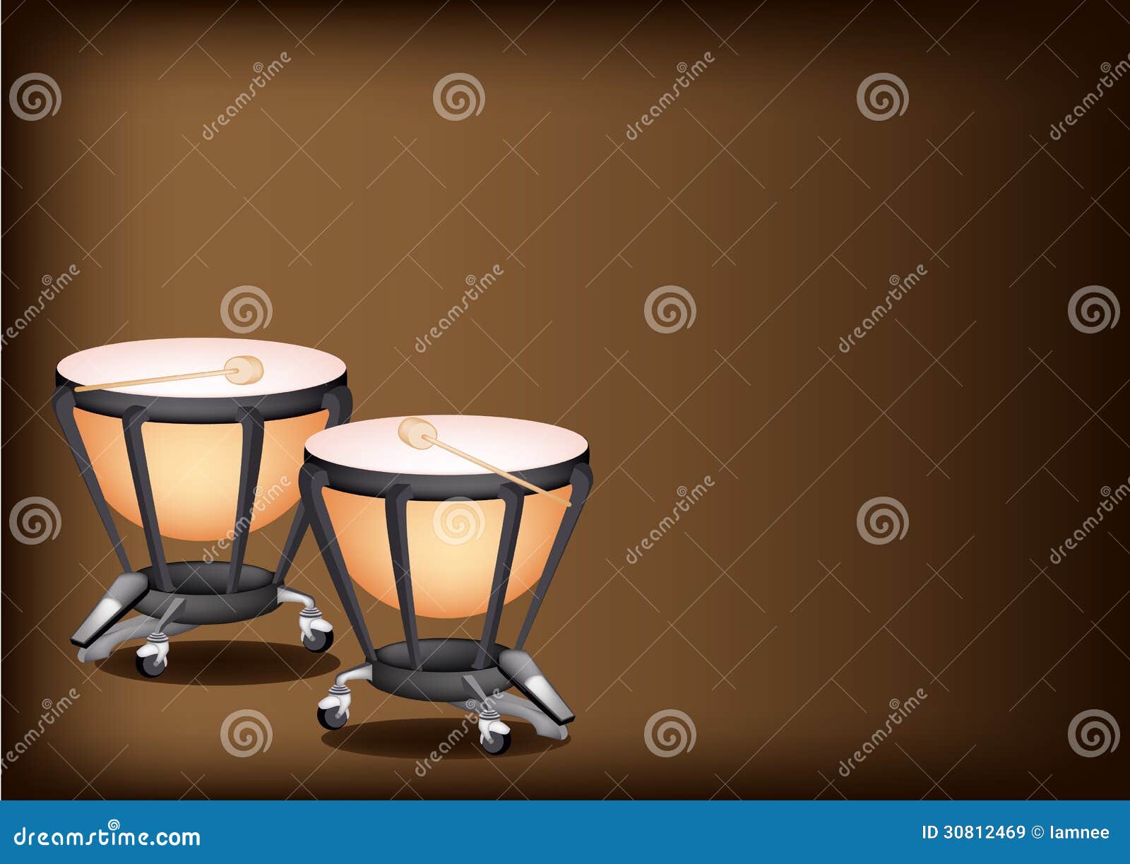 Bei Timpani Classici Su Brown Scuro Backgro Illustrazione Vettoriale ...