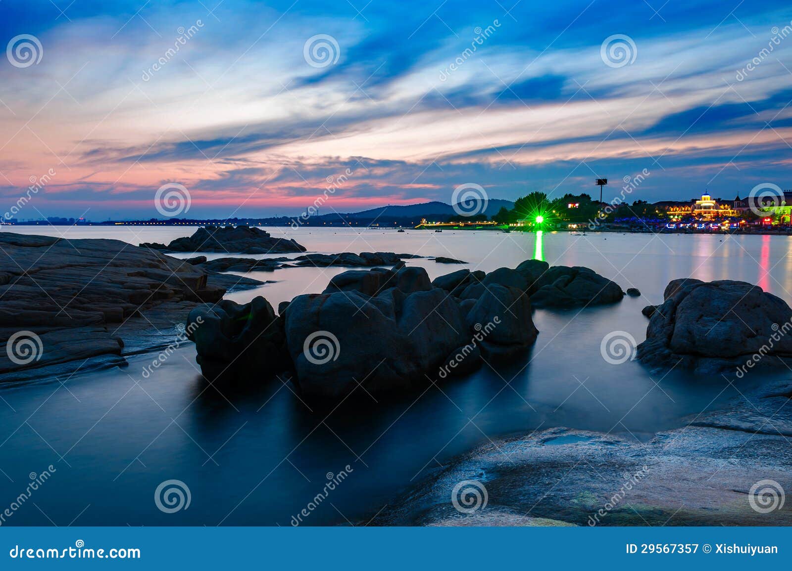 The Beidaihe sunset stock image. Image of skyscrapers - 29567357