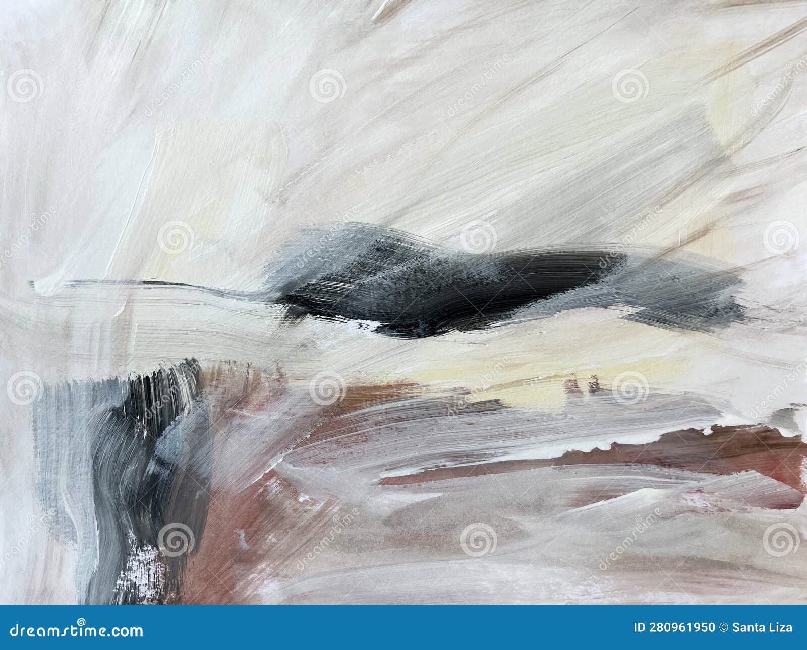 Beige Abstract Landscape Paint. Modern Art. Stock Illustration ...