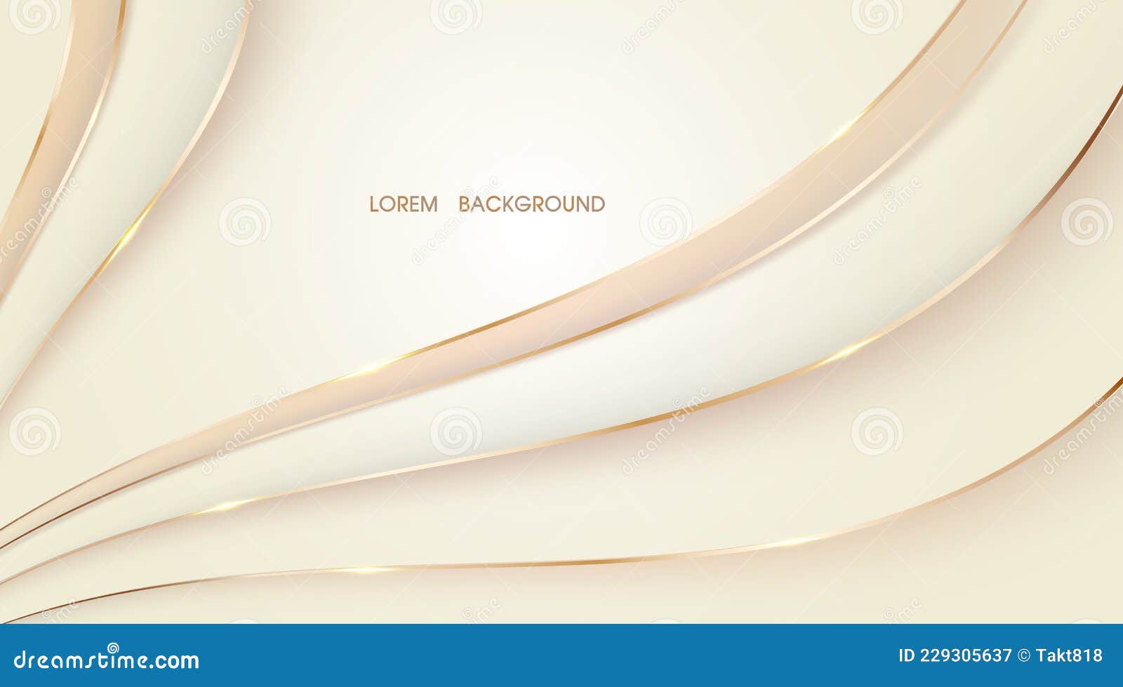 Beige Abstract Layer Overlaps Illustration with Golden Line Wave ...