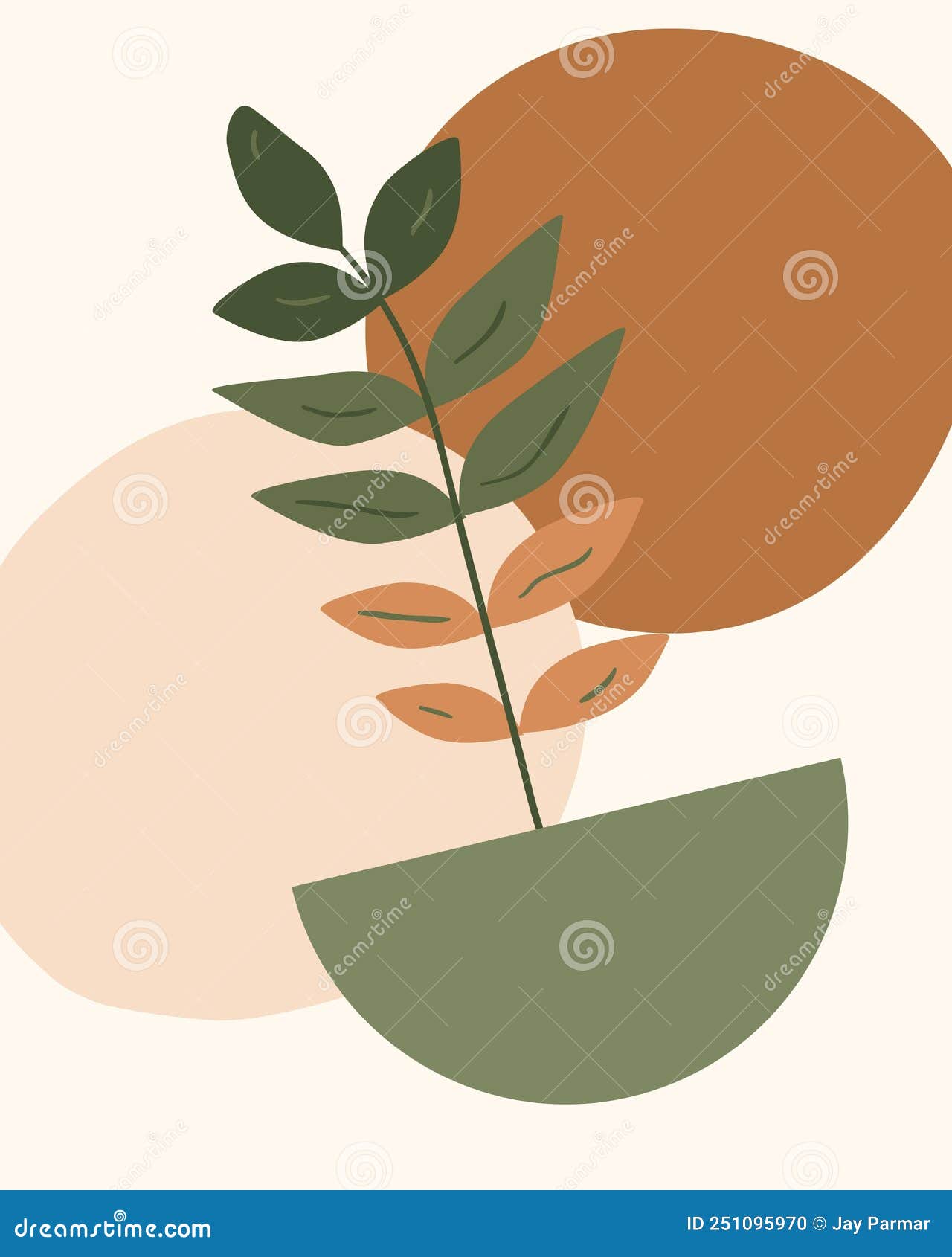 Beige Abstract Minimalist Leaf in Pot Canvas Print Stock Illustration ...