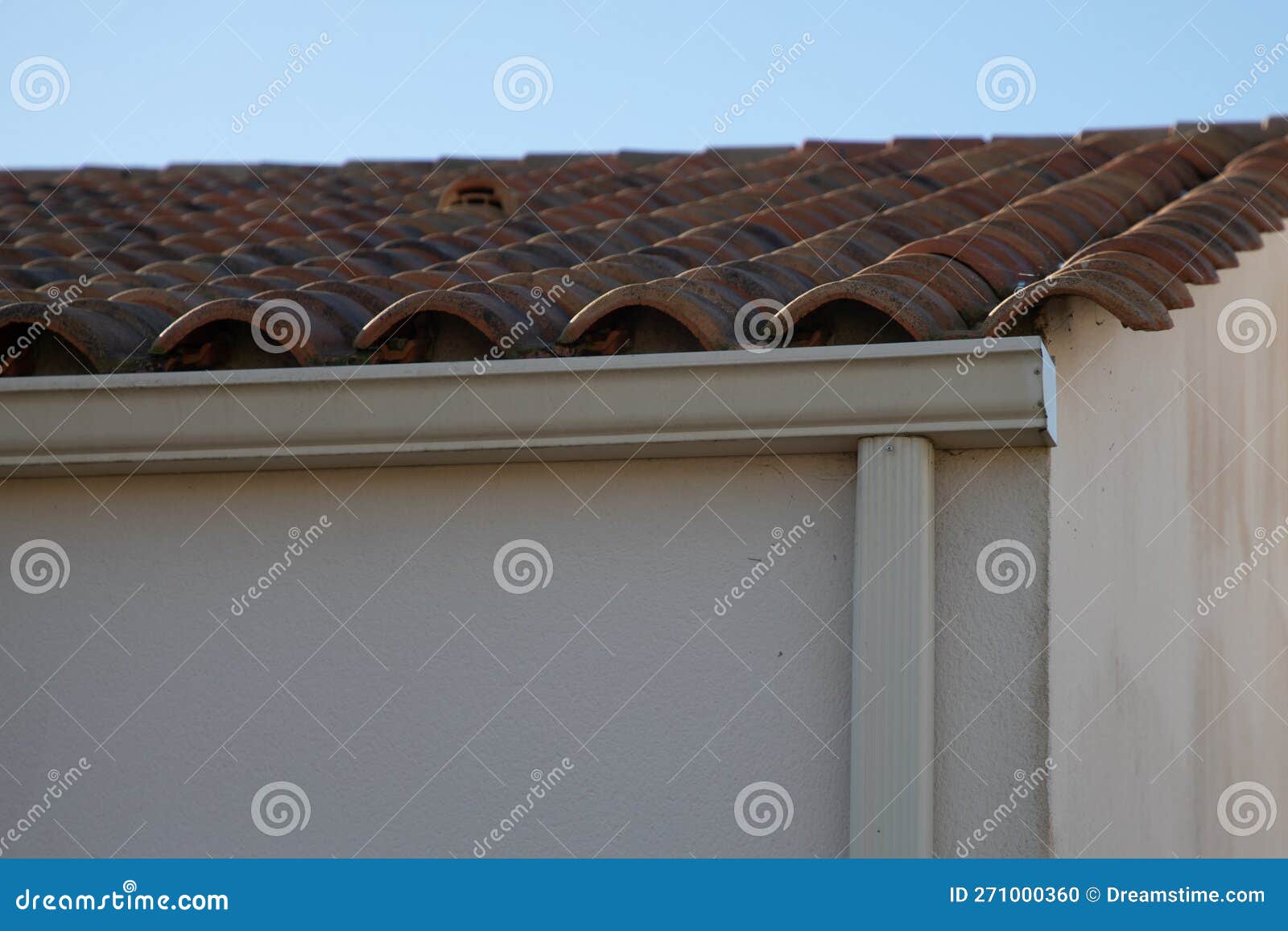 Beige Aluminium Gutter System Corner House Facade Stock Photo - Image ...