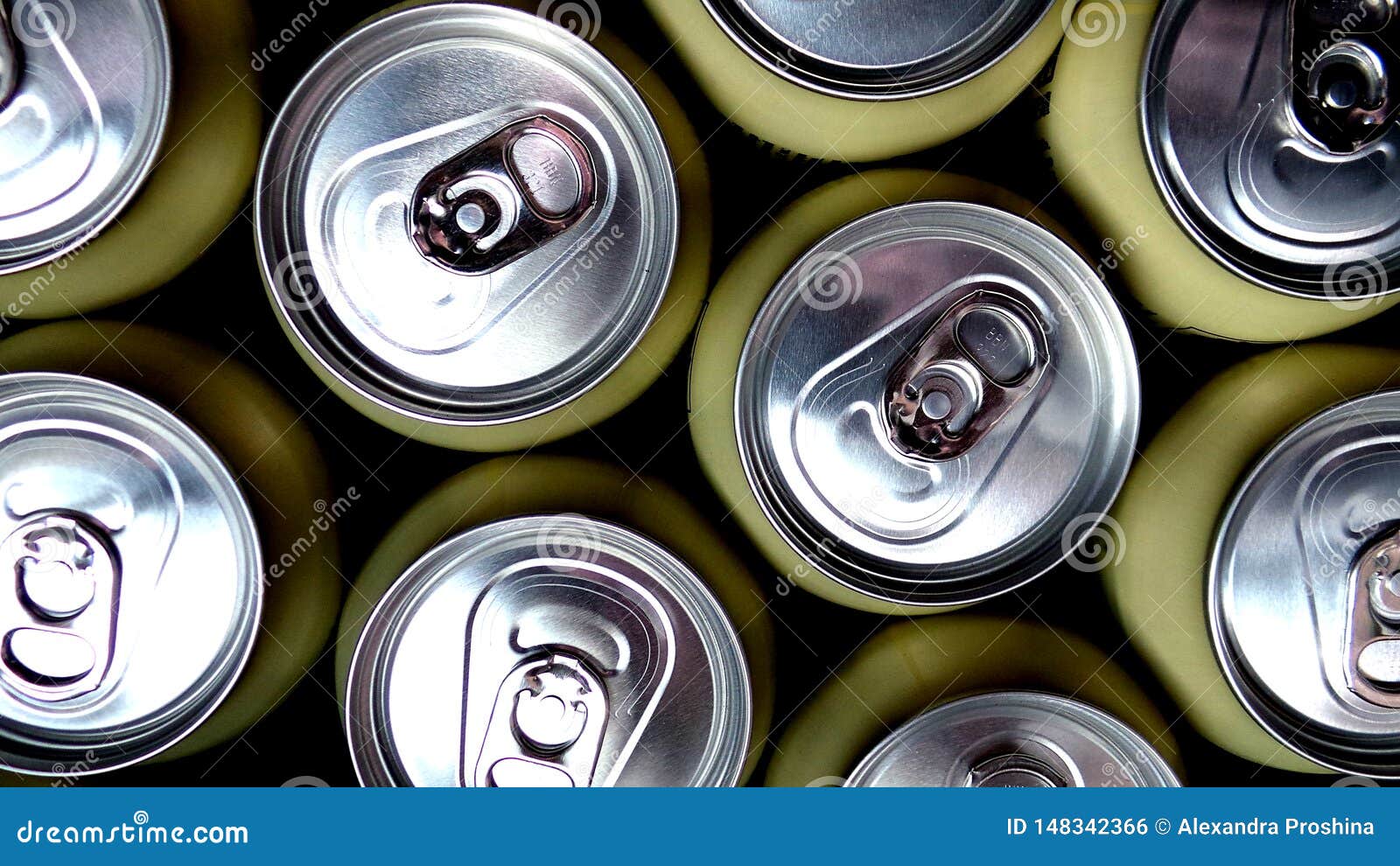 Beige Aluminum Cans with Drinks Stock Photo - Image of metallic ...