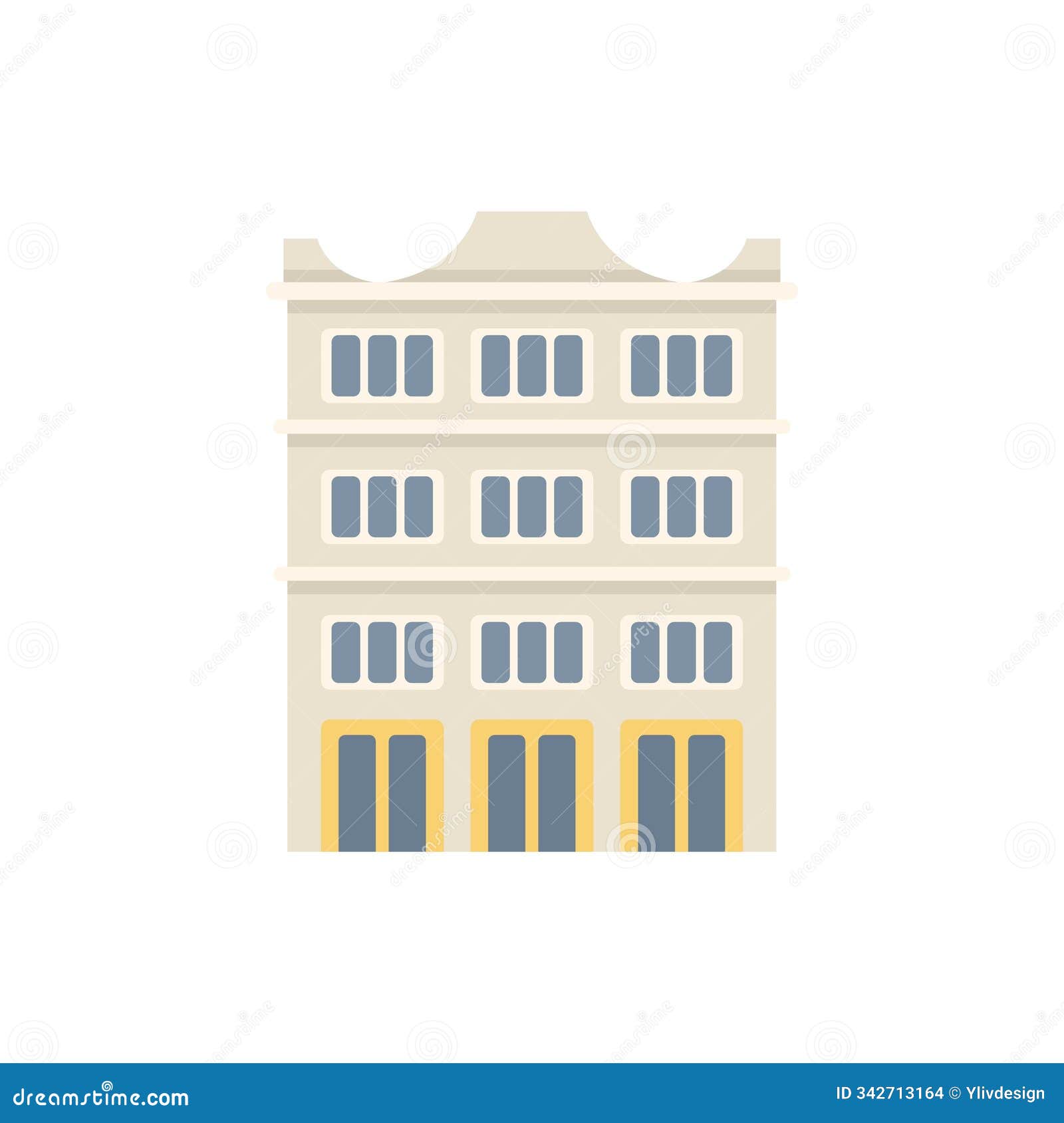 Beige Apartment Building with Shops on First Floor Icon Stock ...