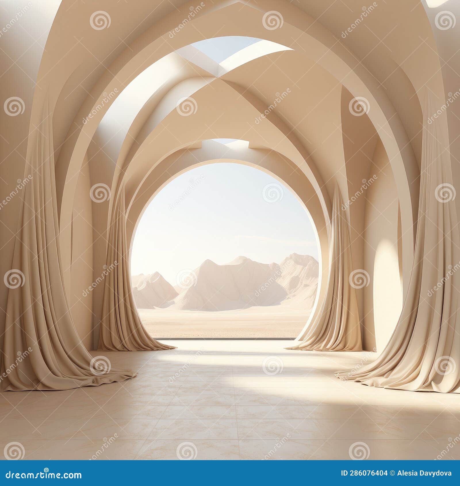 Beige Arch, Light Minimalist Interior. Advertising Banner, Mocap ...