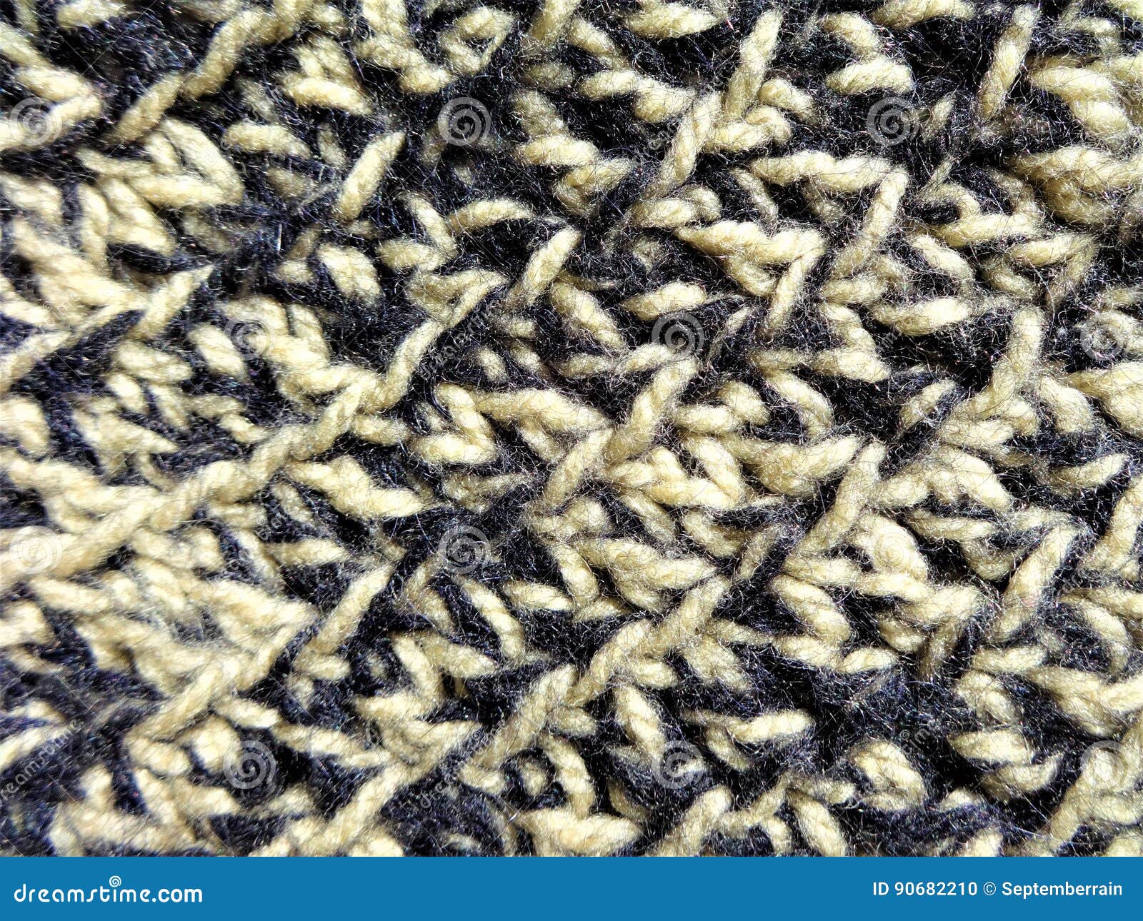 Beige and Black Yarn Mixed Crochet Texture Stock Photo - Image of ...