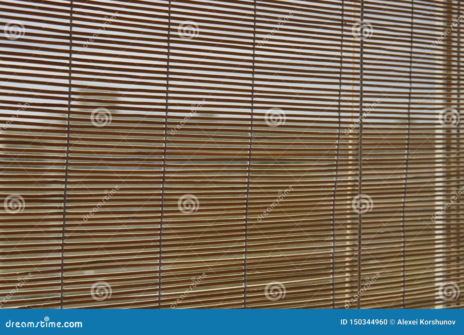 Beige Blind Bamboo Japanese Curtain on the Window Stock Photo - Image ...