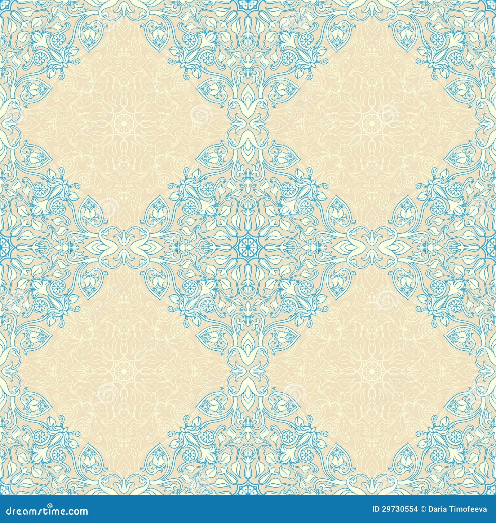 Vintage Beige and Blue Pattern Stock Vector - Illustration of petals ...