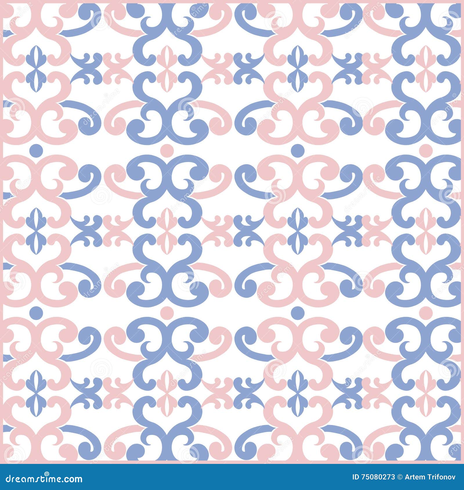 Beige Blue Monogram Ornament Wallpaper Pattern Stock Vector ...