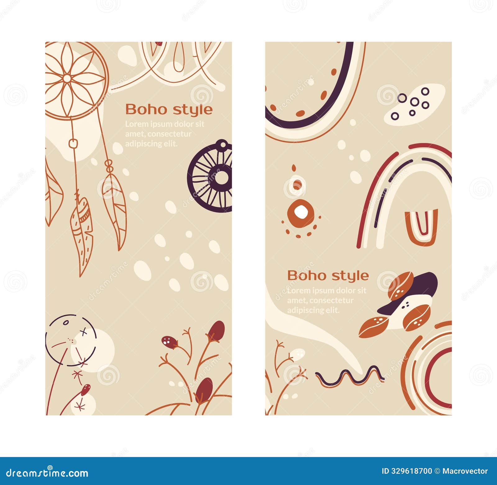 Beige Boho Style Banner Template Stock Illustration - Illustration of ...