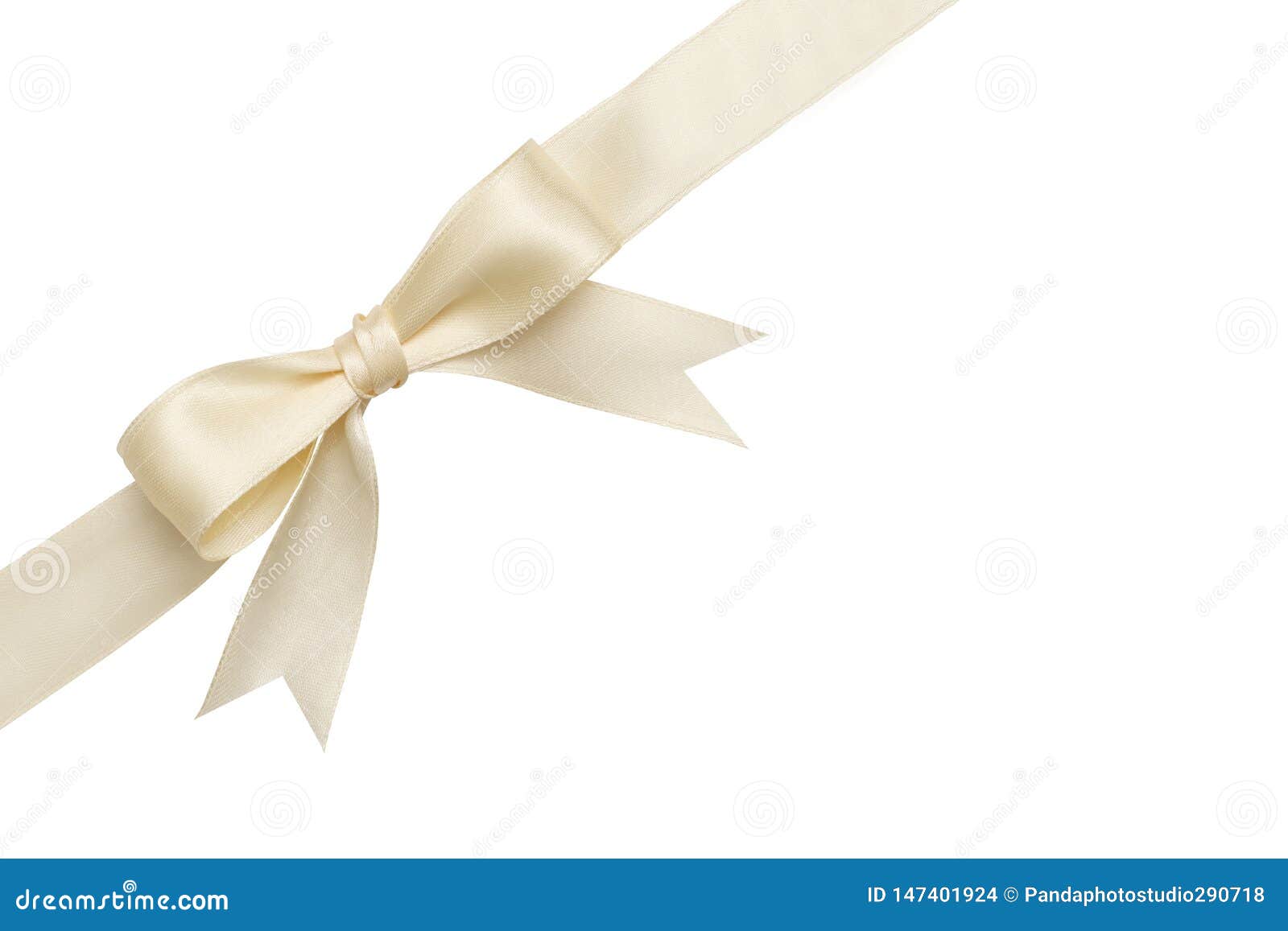 Beige Bow and Ribbon on White Background Stock Photo - Image of ...