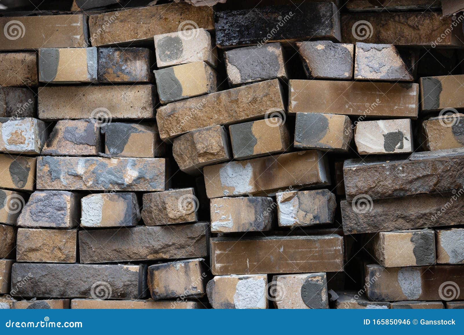 Beige Brickwork in Soot and Concrete are Piled Stock Photo - Image of ...