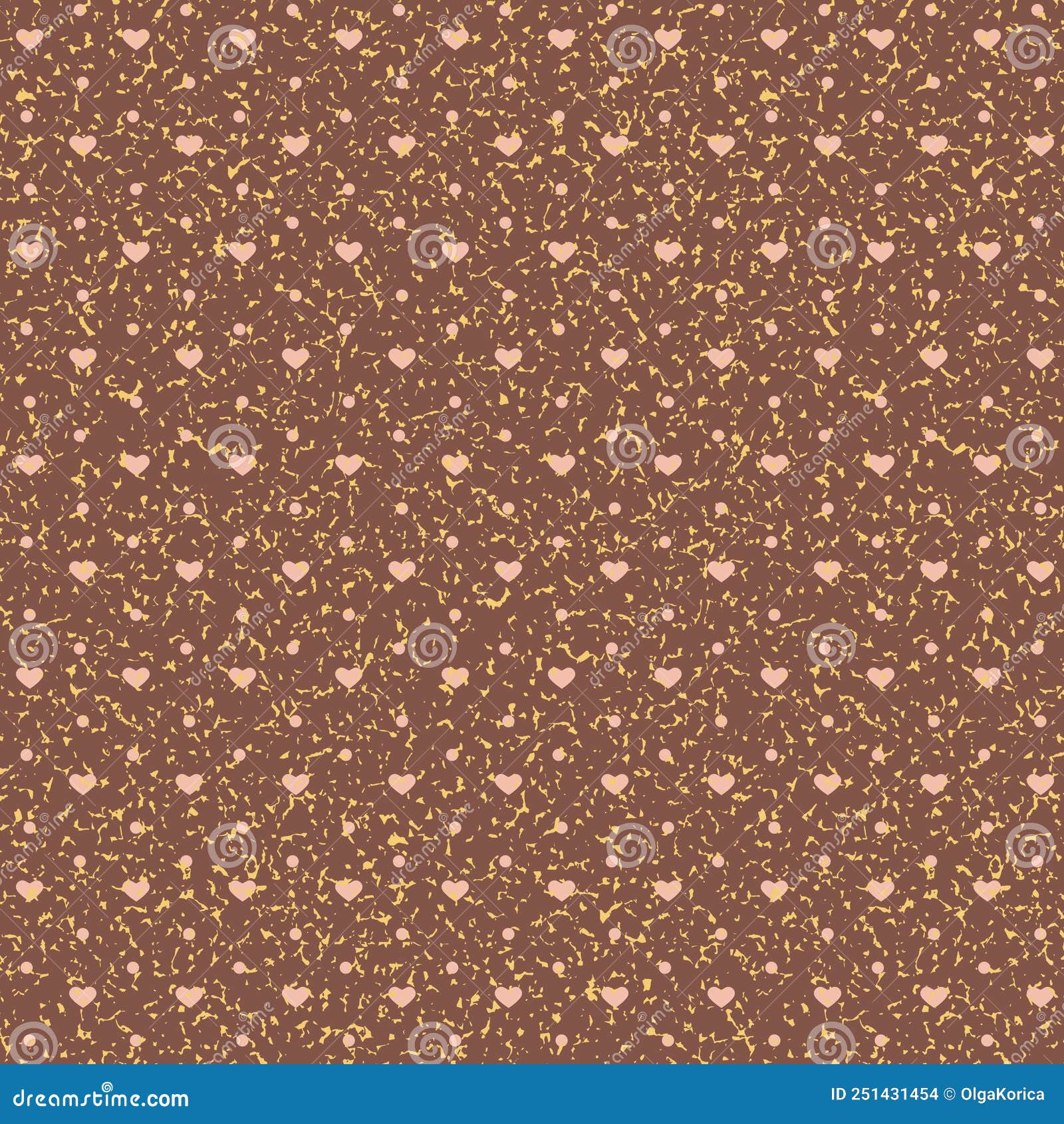 Beige Brown Background Seamless Pattern with Heart, Design for Wrapping ...